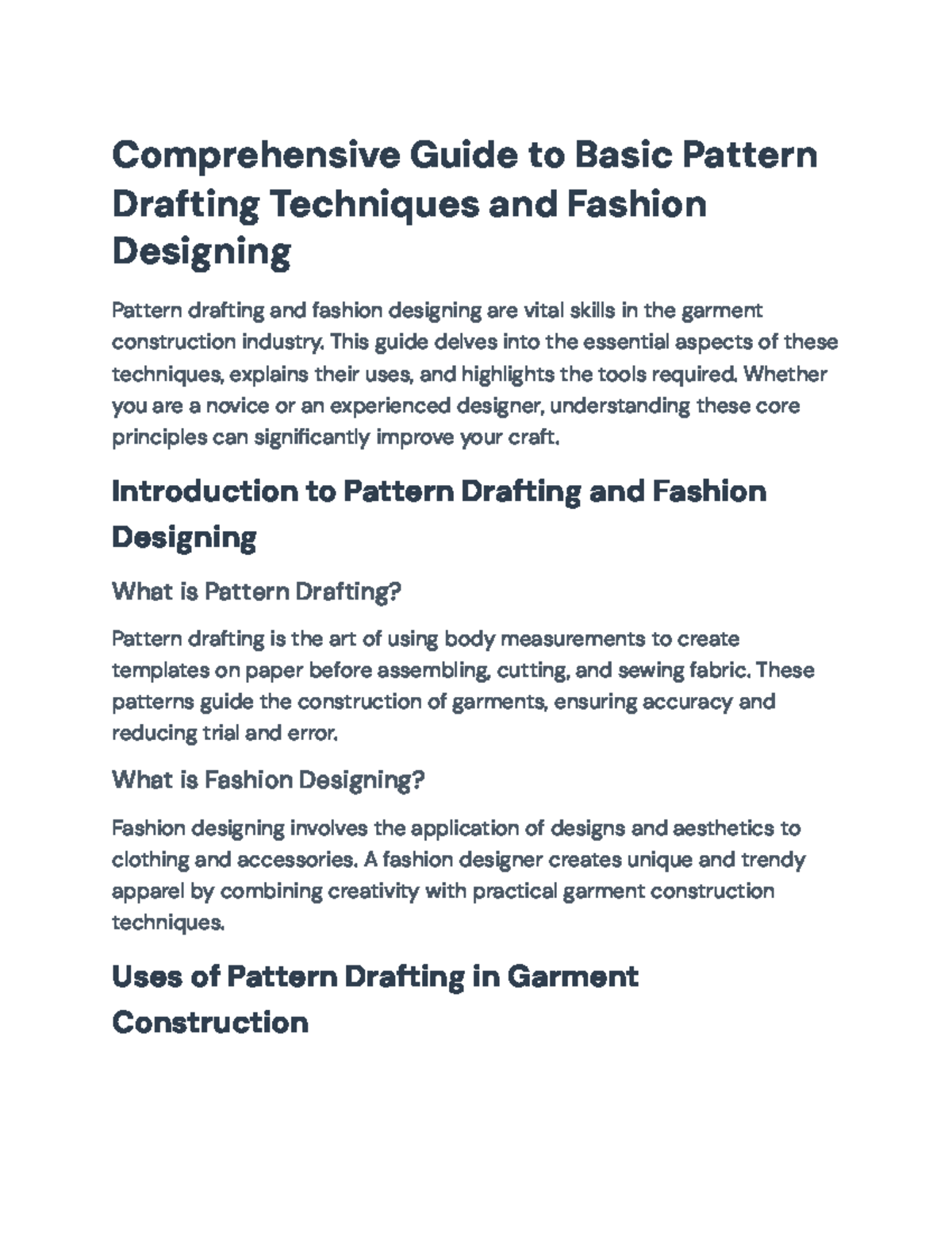 Comprehensive Guide to Pattern Drafting Techniques in Fashion Design ...