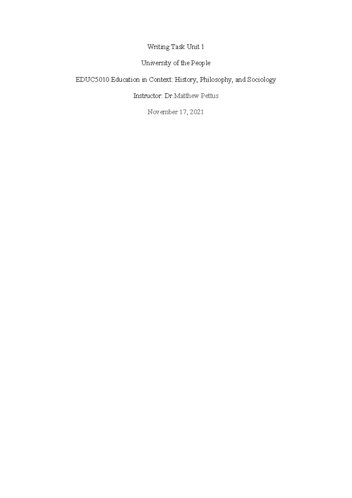 EDUC5010 Writing Task Unit 1: Exploring Dewey's Educational Philosophy ...
