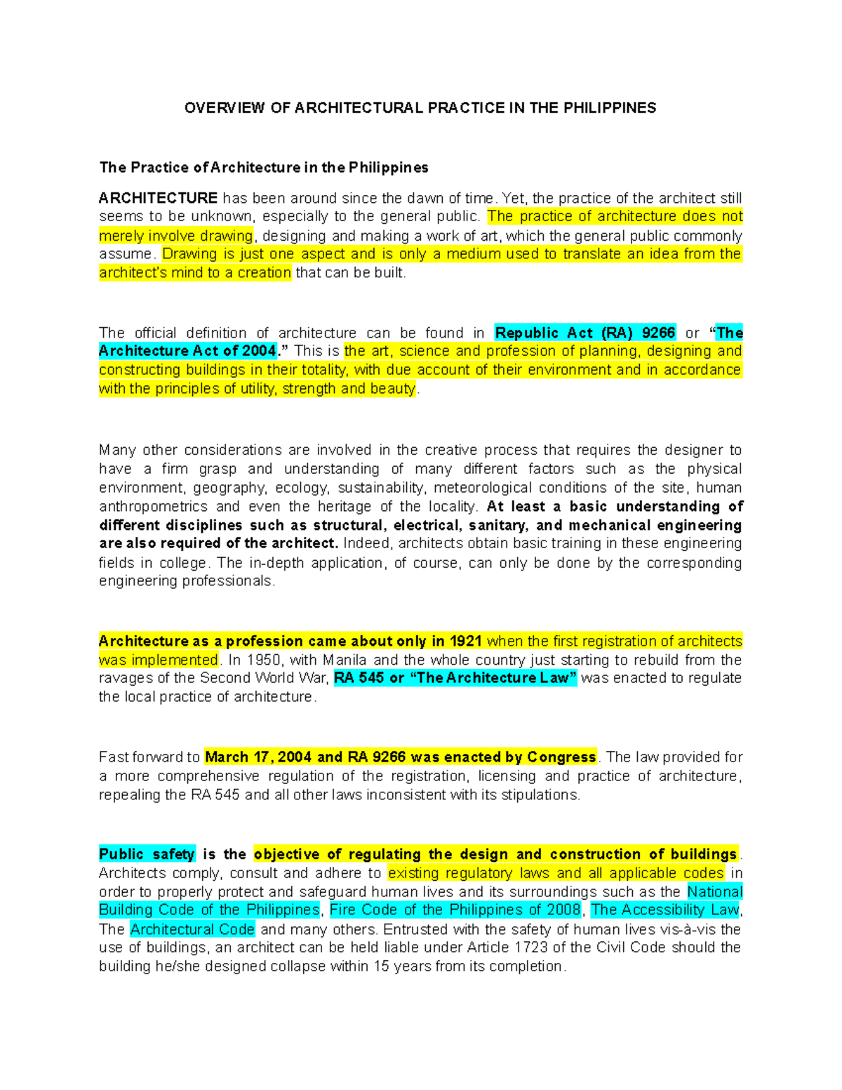 Architectectural Practice - OVERVIEW OF ARCHITECTURAL PRACTICE IN THE PHILIPPINES The Practice ...