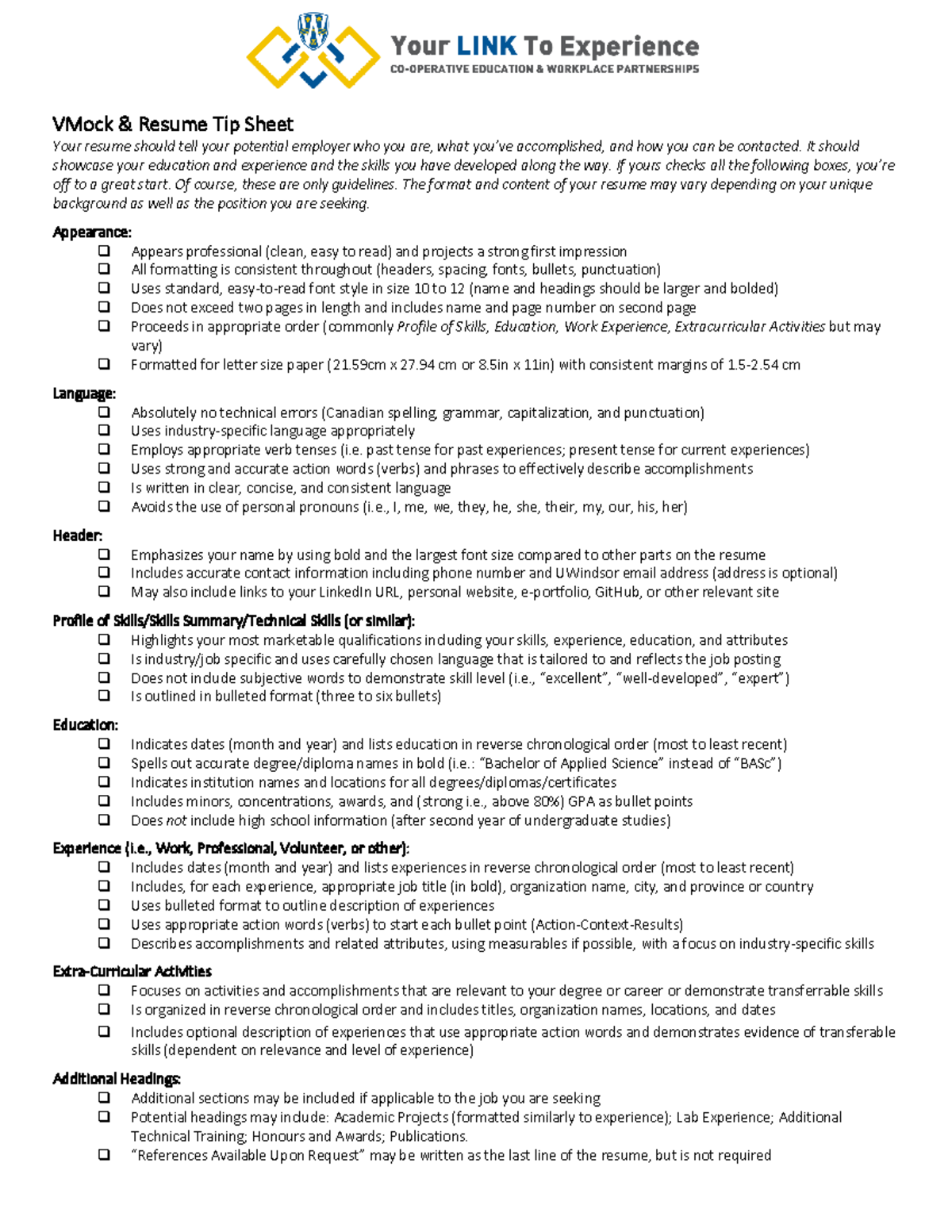 VMock Resume Tip Sheet W22 Final - VMock & Resume Tip Sheet Your resume ...