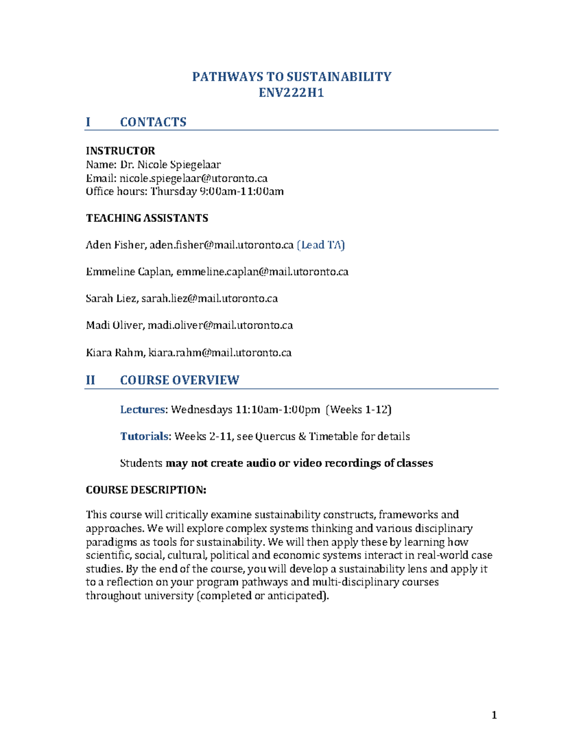 ENV222: Pathways to Sustainability - Course Syllabus 2025 - Studocu