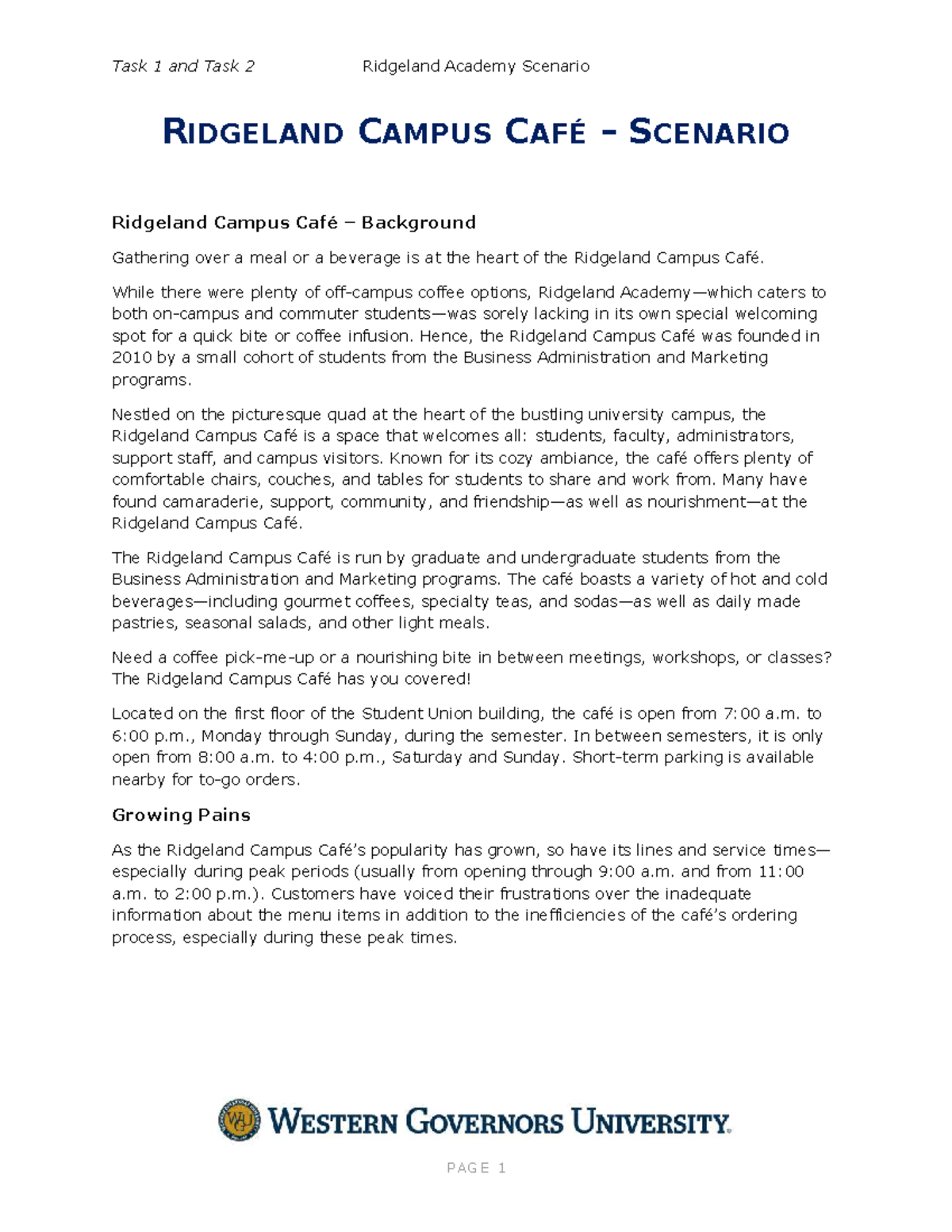 Ridgeland Campus Café Scenario: Enhancing Customer Experience with App ...