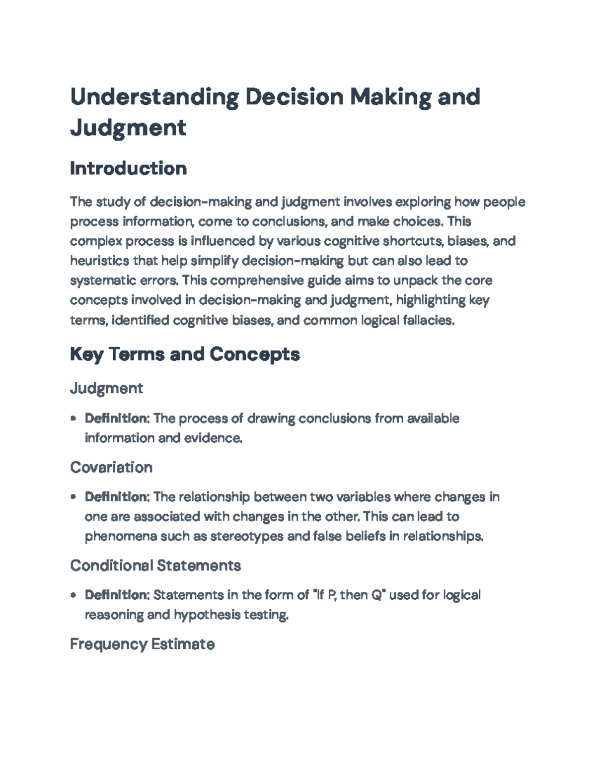 Cognitive Biases and Decision-Making: Understanding Judgment Processes ...