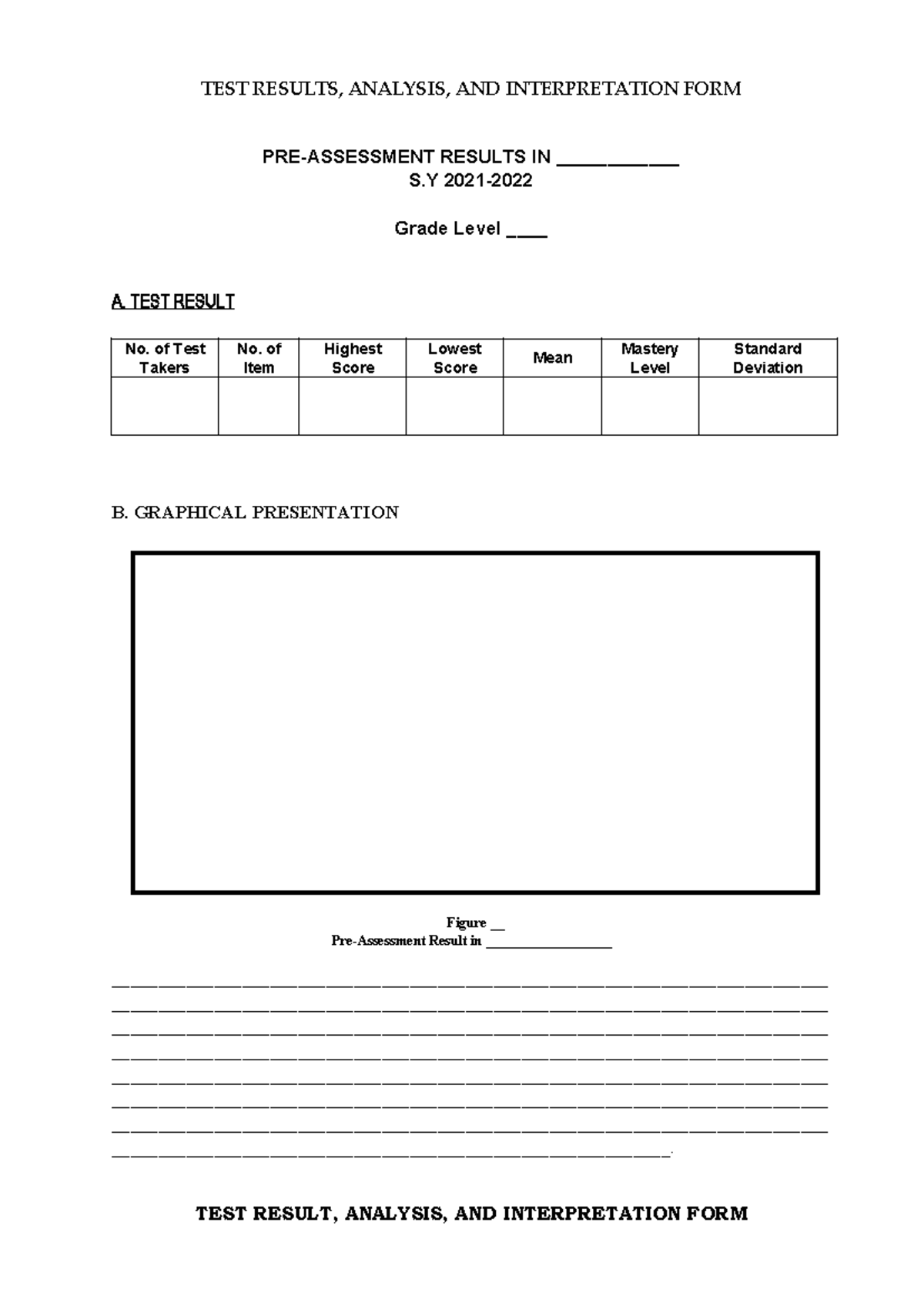 TEST RESULTS ANALYSIS & INTERPRETATION FORM S.Y. Grade Level A - Studocu