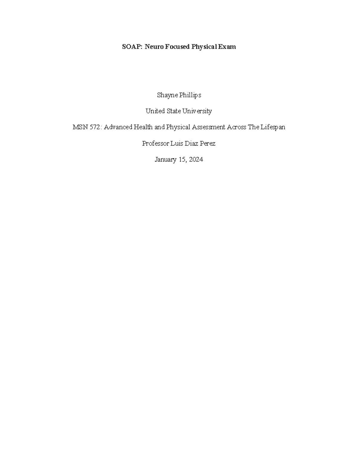 SOAP Note for Respiratory Assessment of Patient K.B. - Studocu