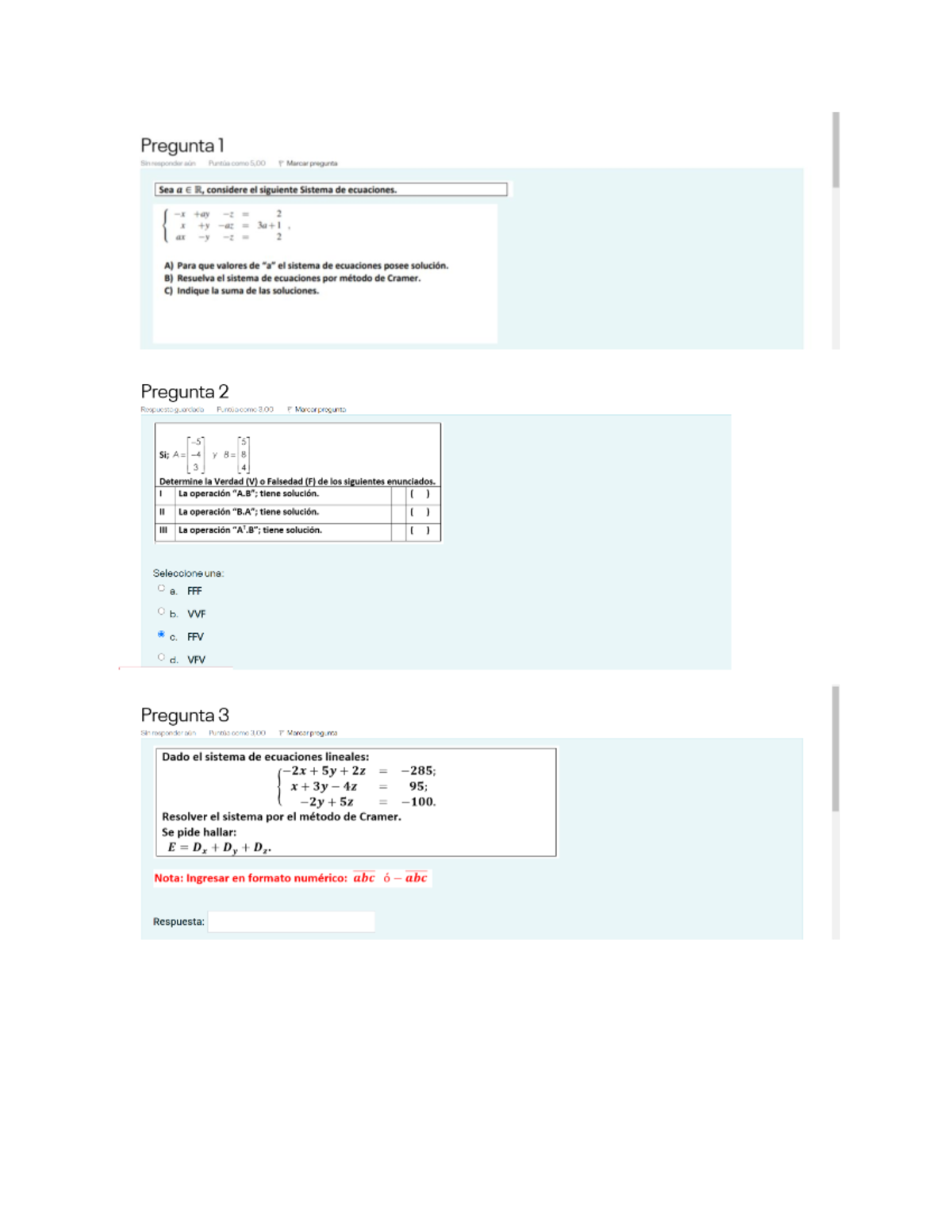 Examen parcial algebra matricial - Algebra Matricial - Studocu