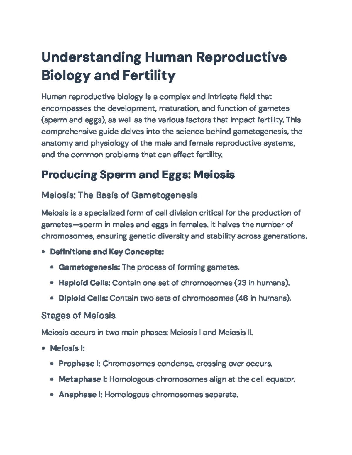 Understanding Human Reproductive Biology and Fertility Factors ...