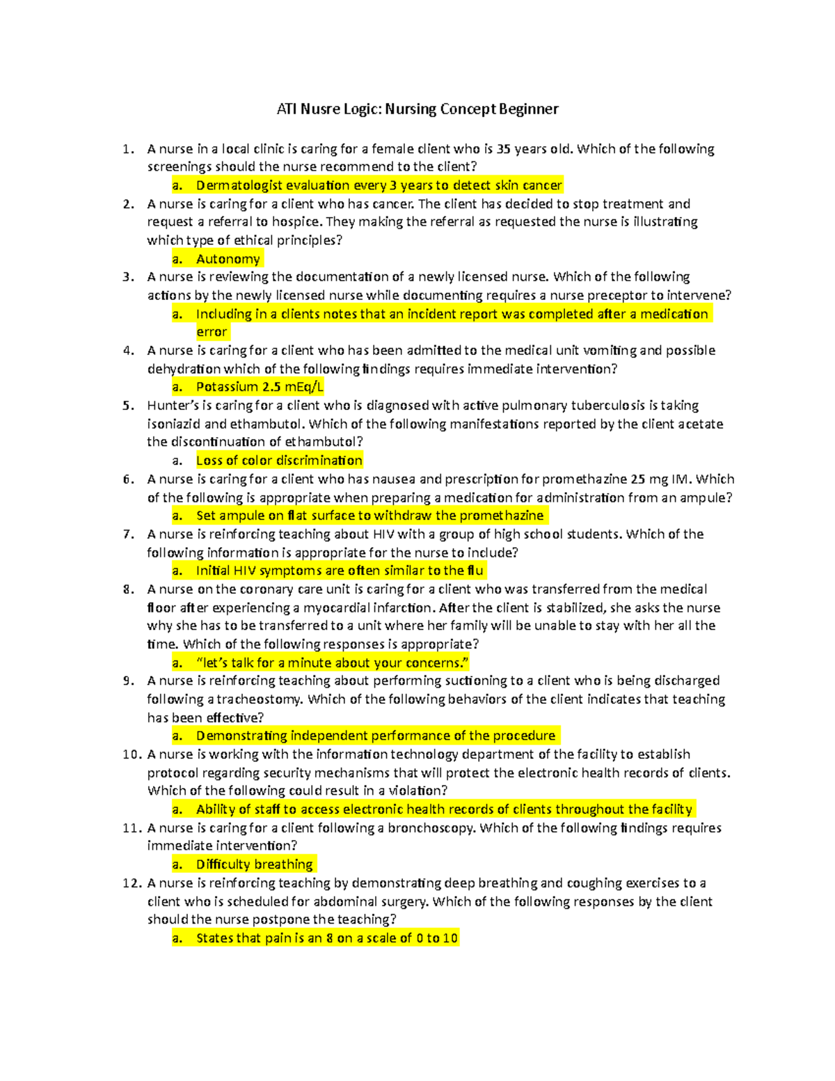 ATI Nursing 101: Beginner Concepts and Patient Care Guidelines - Studocu