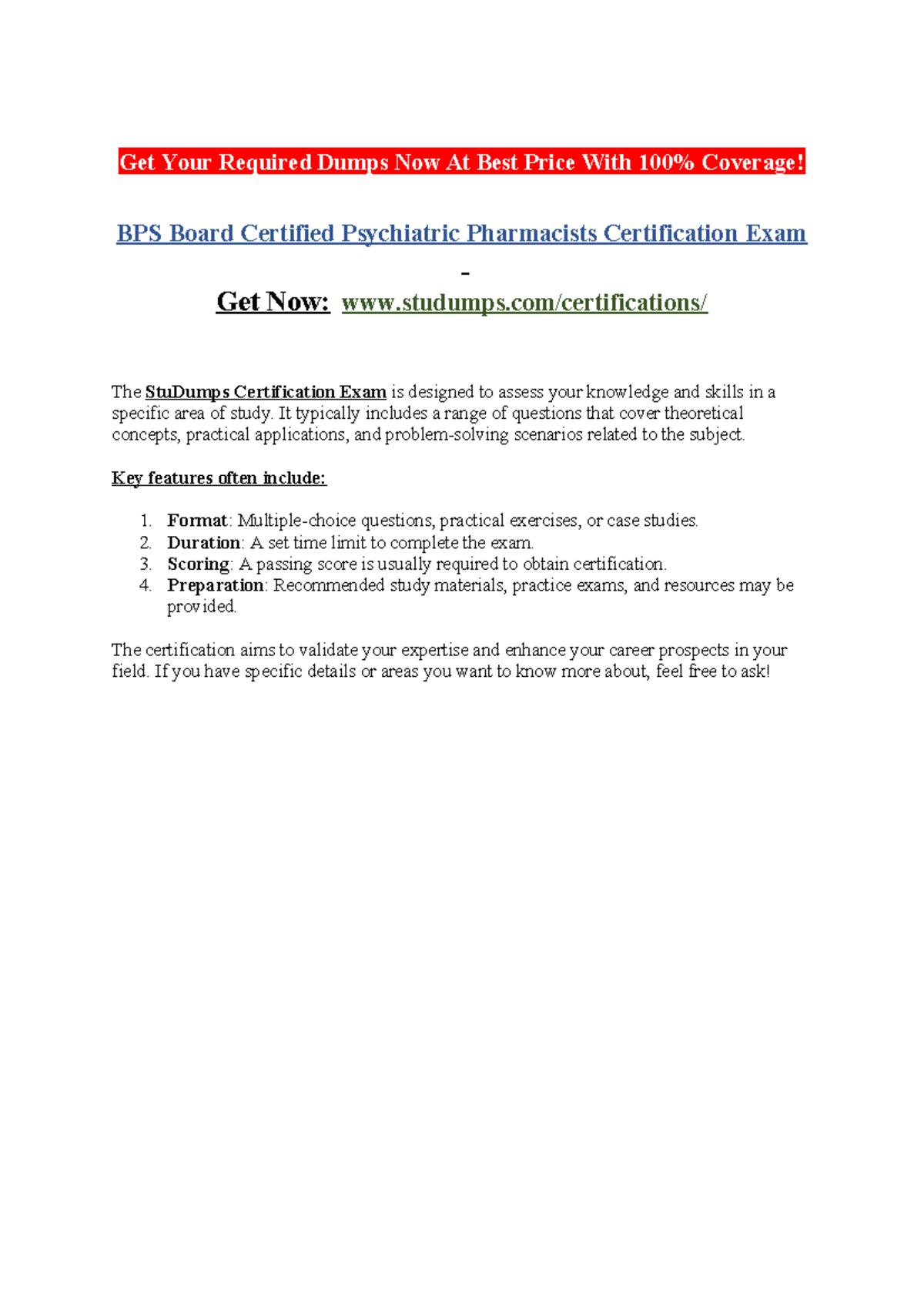BPS Board Certified Psychiatric Pharmacists Certification Exam - Get ...