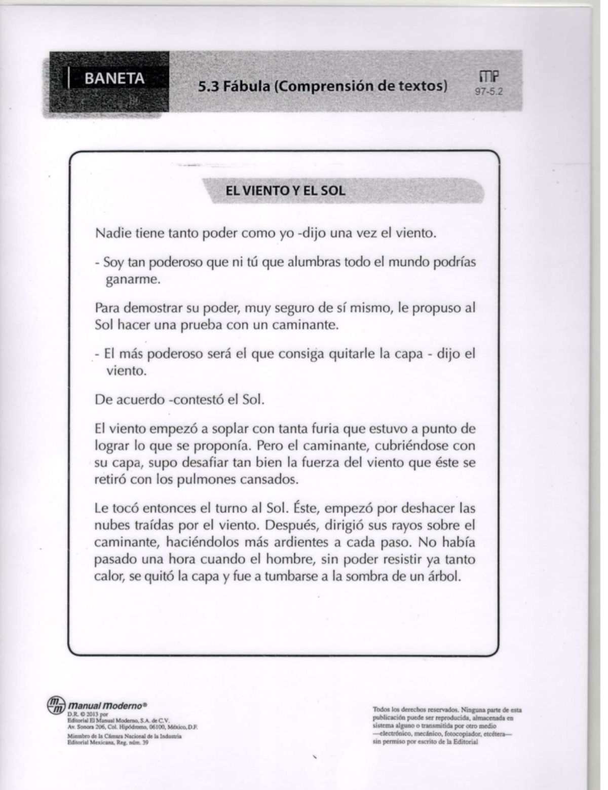 Láminas BANETA MP 5: Comprensión de Fábulas y Cuentos - Studocu