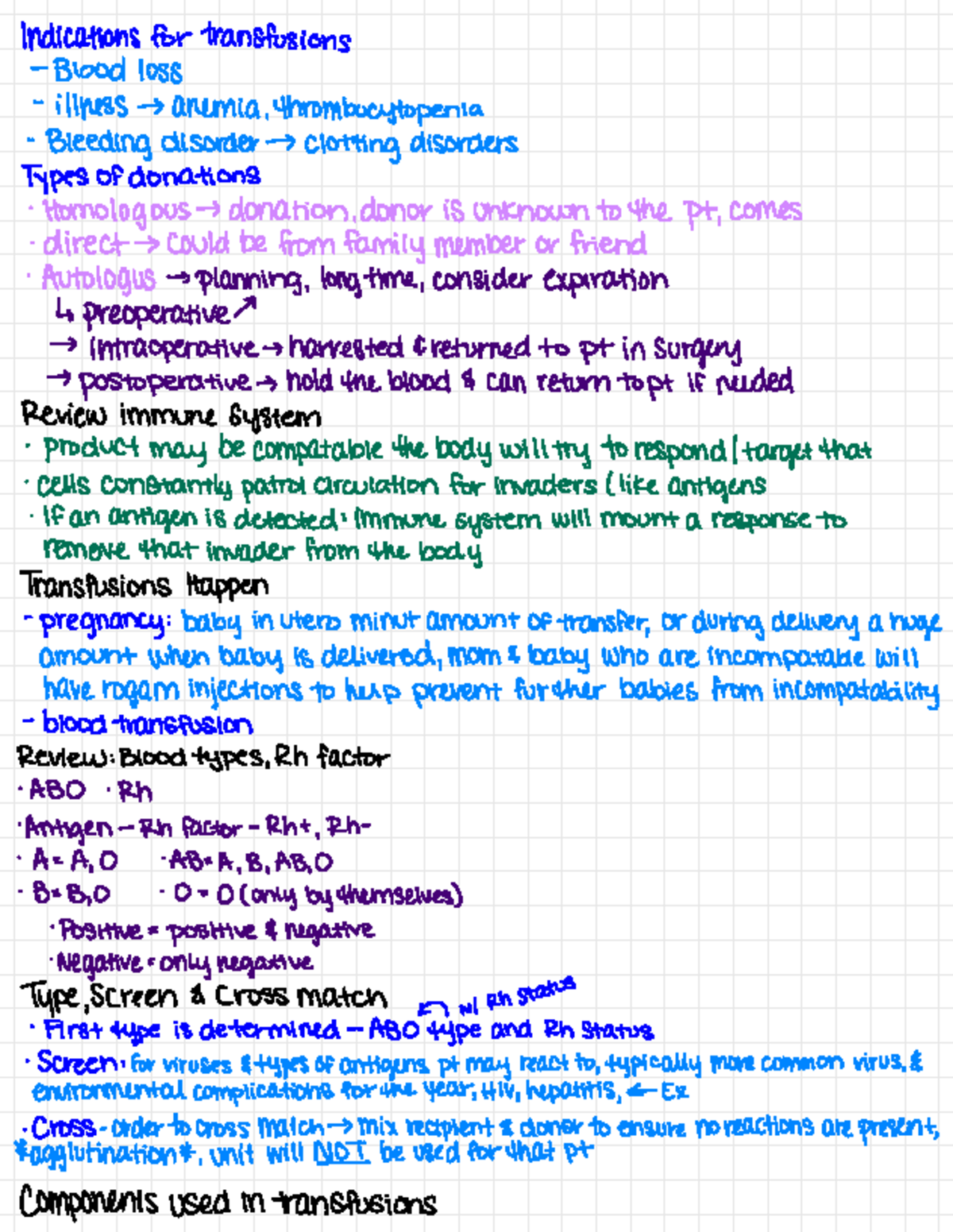 Blood Transfusion Notes: Indications, Procedures, and Management - Studocu