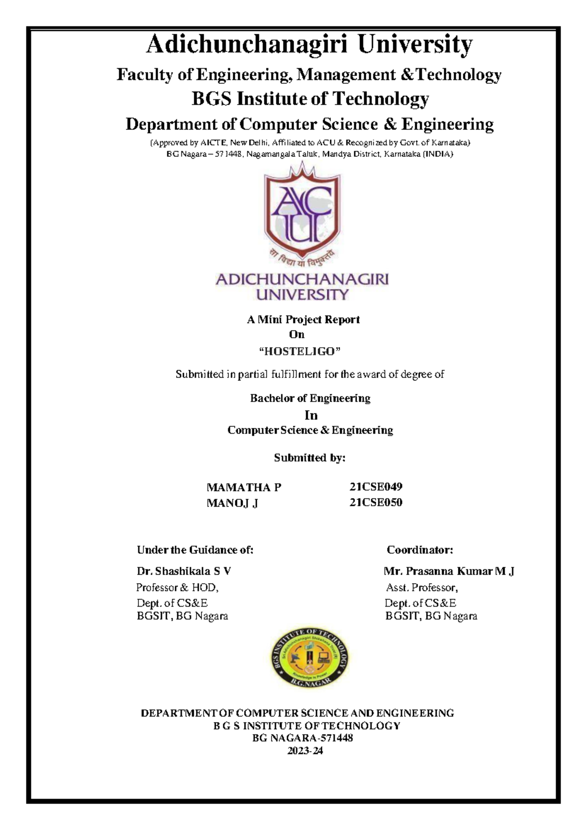 Final mad report merged - Adichunchanagiri University Faculty of ...
