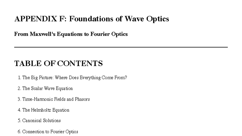 Appendix F: Foundations of Wave Optics and Fourier Transform - Studocu