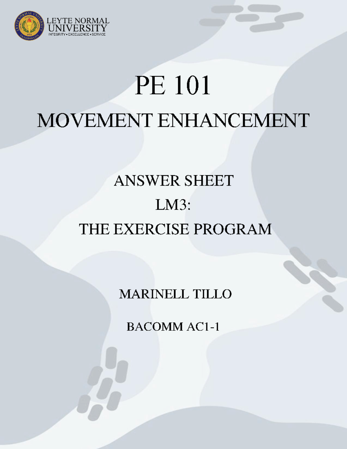 Movement Enhancement - PE 101 MOVEMENT ENHANCEMENT ANSWER SHEET LM3 ...