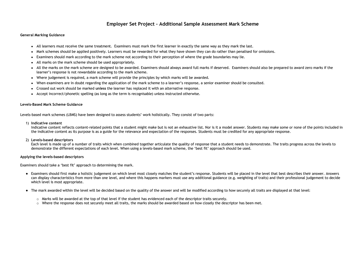 TL Digital - ESP Assessment Mark Grid & Guidance for Project Planning ...