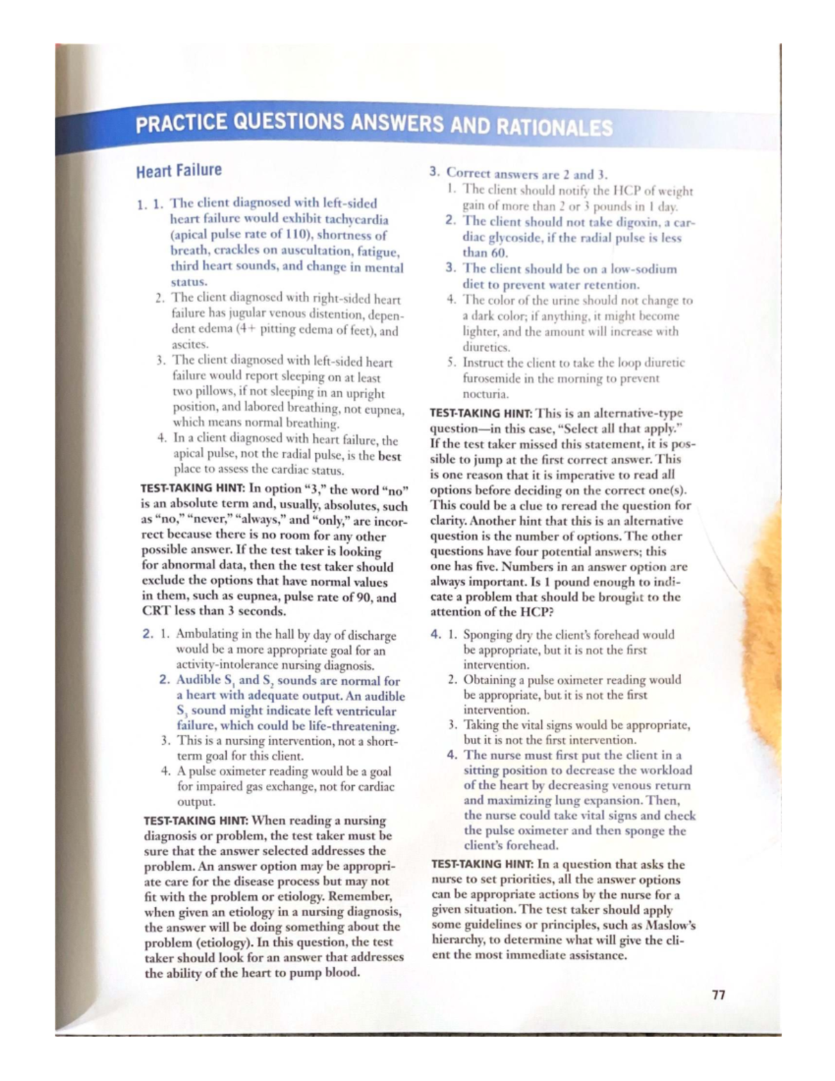Heart Failure Practice Questions & Rationales (NUR 301) - Studocu
