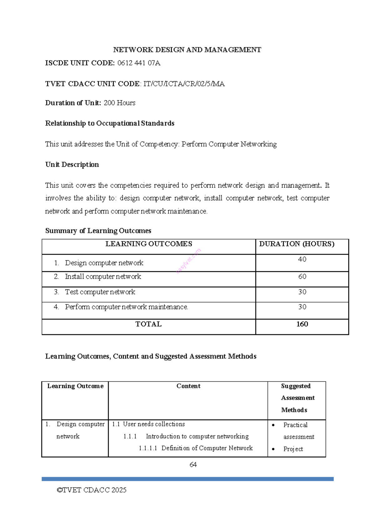 Network Design and Management ISCDE 0612 441 07A CDACC 2025 Guide - Studocu