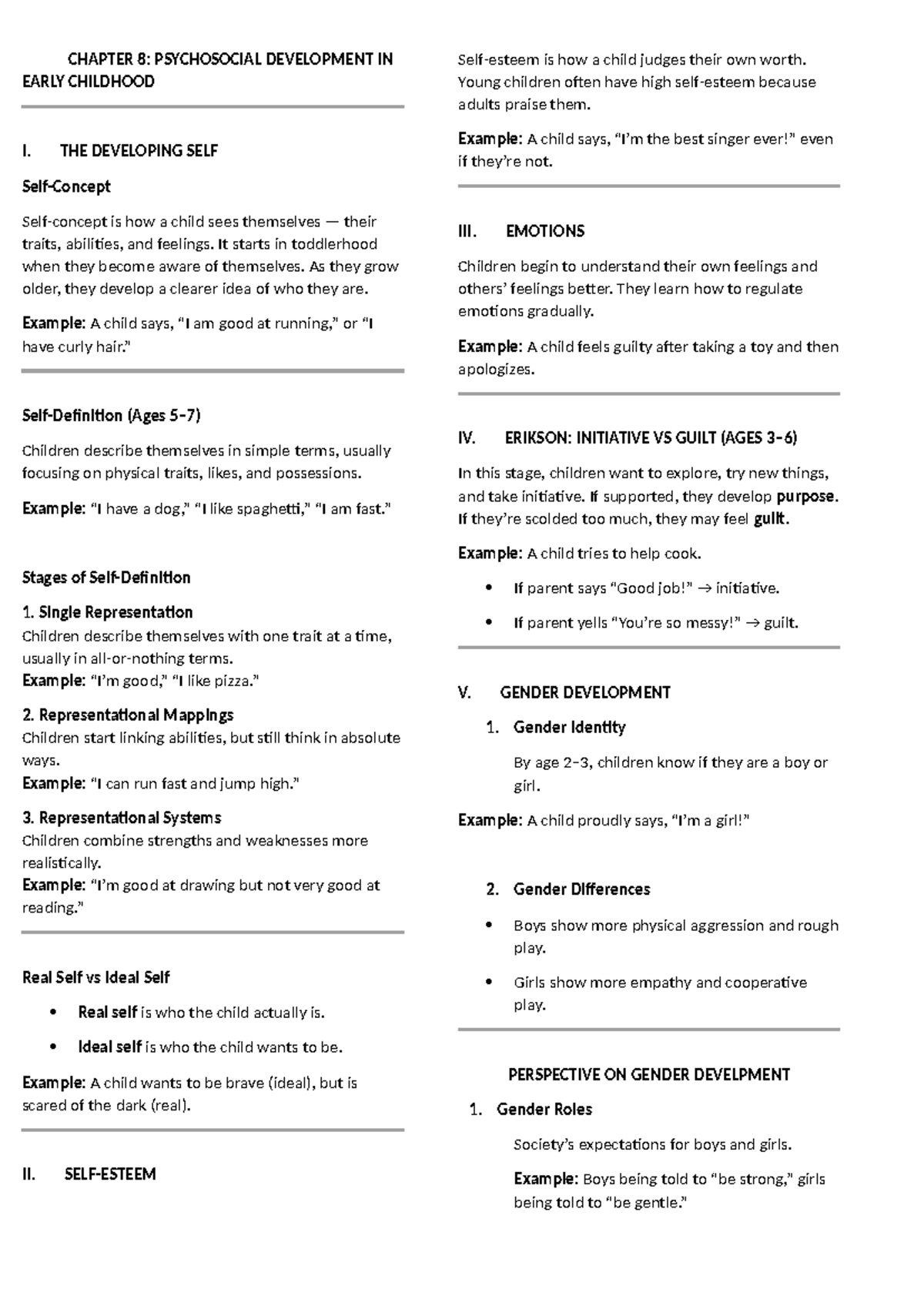 CHAPTER 8: PSYCHOSOCIAL DEV. IN EARLY CHILDHOOD - THE DEVELOPING SELF ...