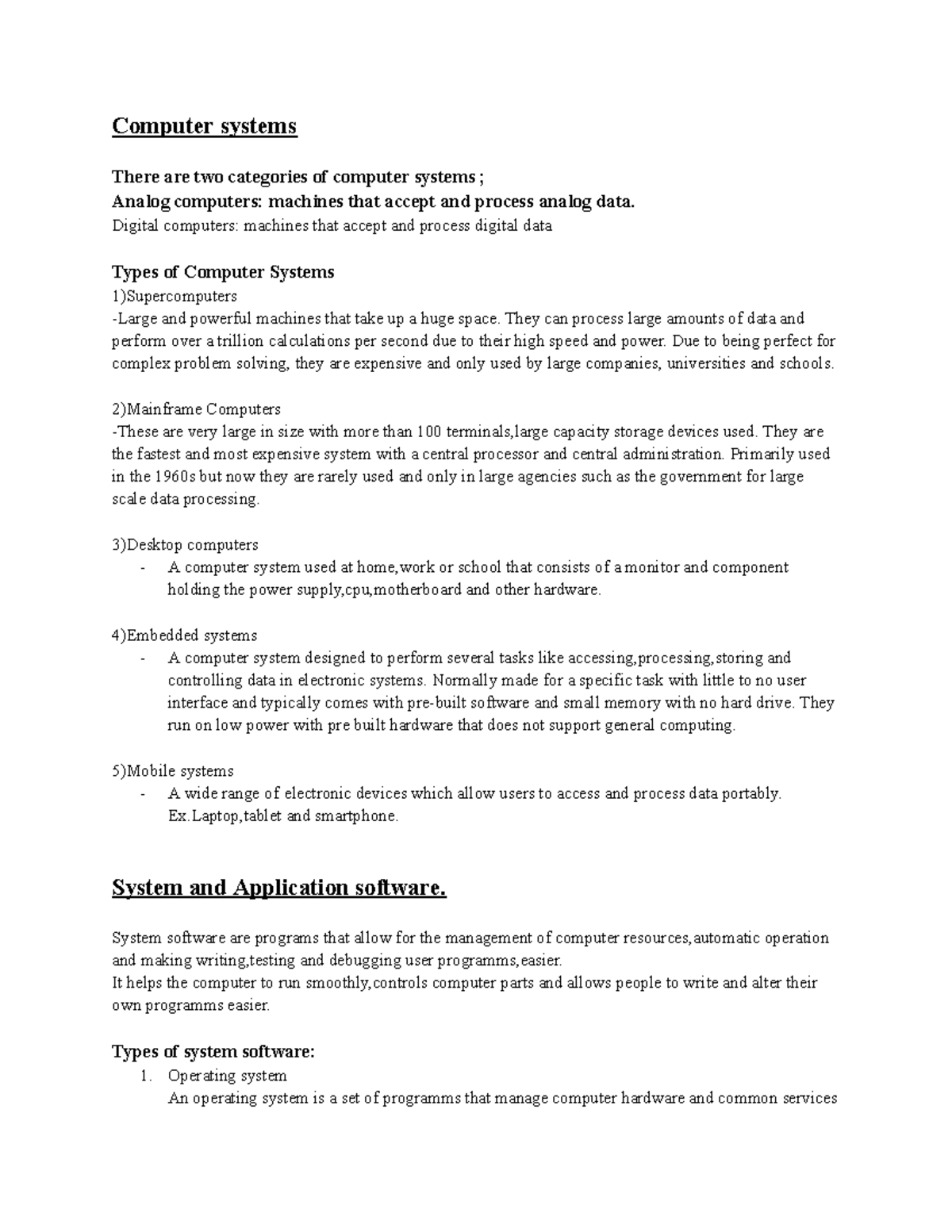 Computer Systems Overview - Course Code: CS101 Study Notes - Studocu