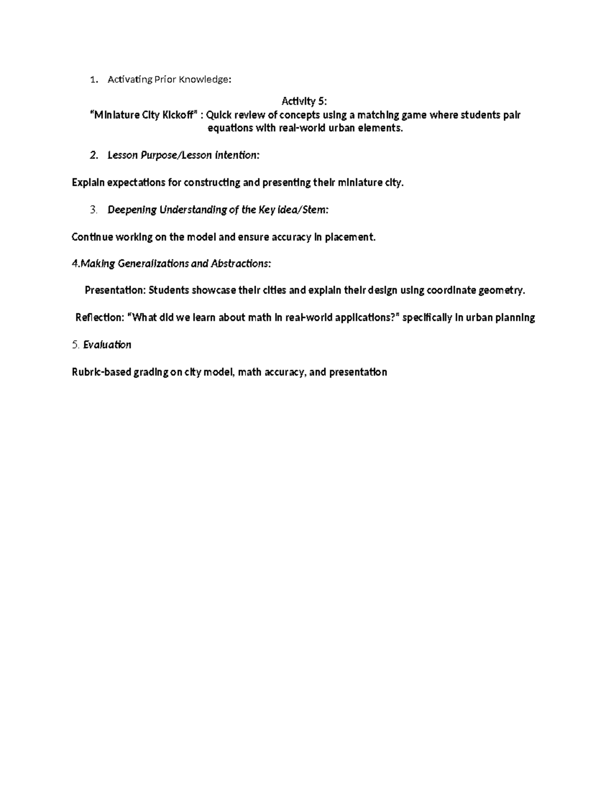 Activating Prior Knowledge - 1. Activating Prior Knowledge: Activity 5 ...