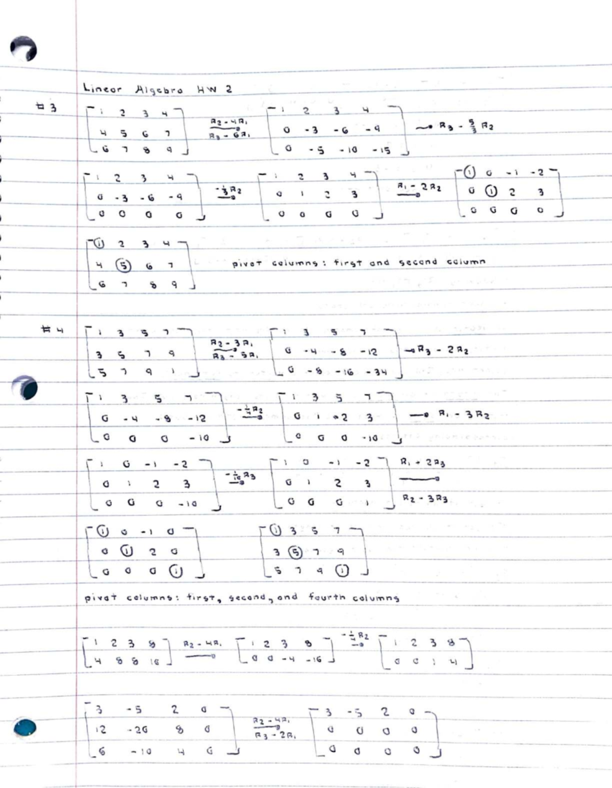 Linear Algebra HW2 - Matrices Solutions and Explanations - Studocu