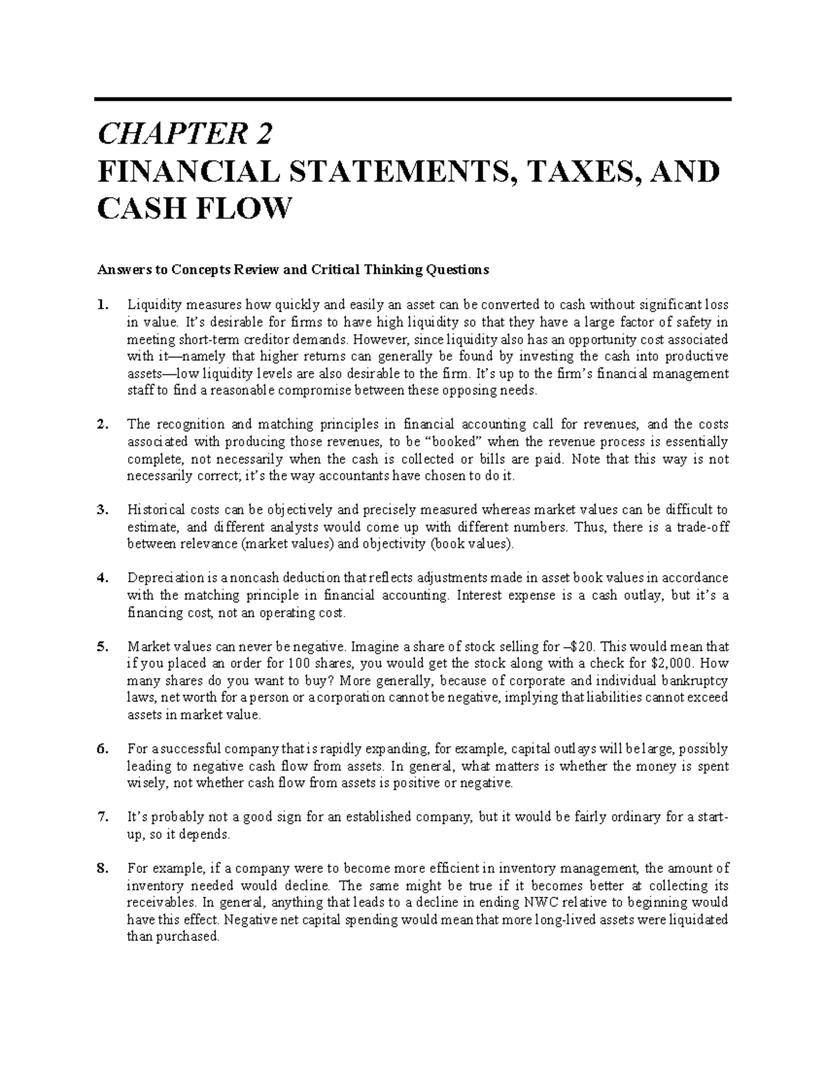 Ross Fundamentals 13e Solutions for Chapter 2: Financial Statements ...