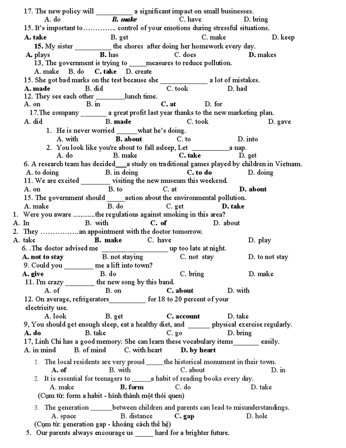 17. Cụm Từ Cố Định: Bài Tập và Giải Thích cho Học Sinh - Studocu