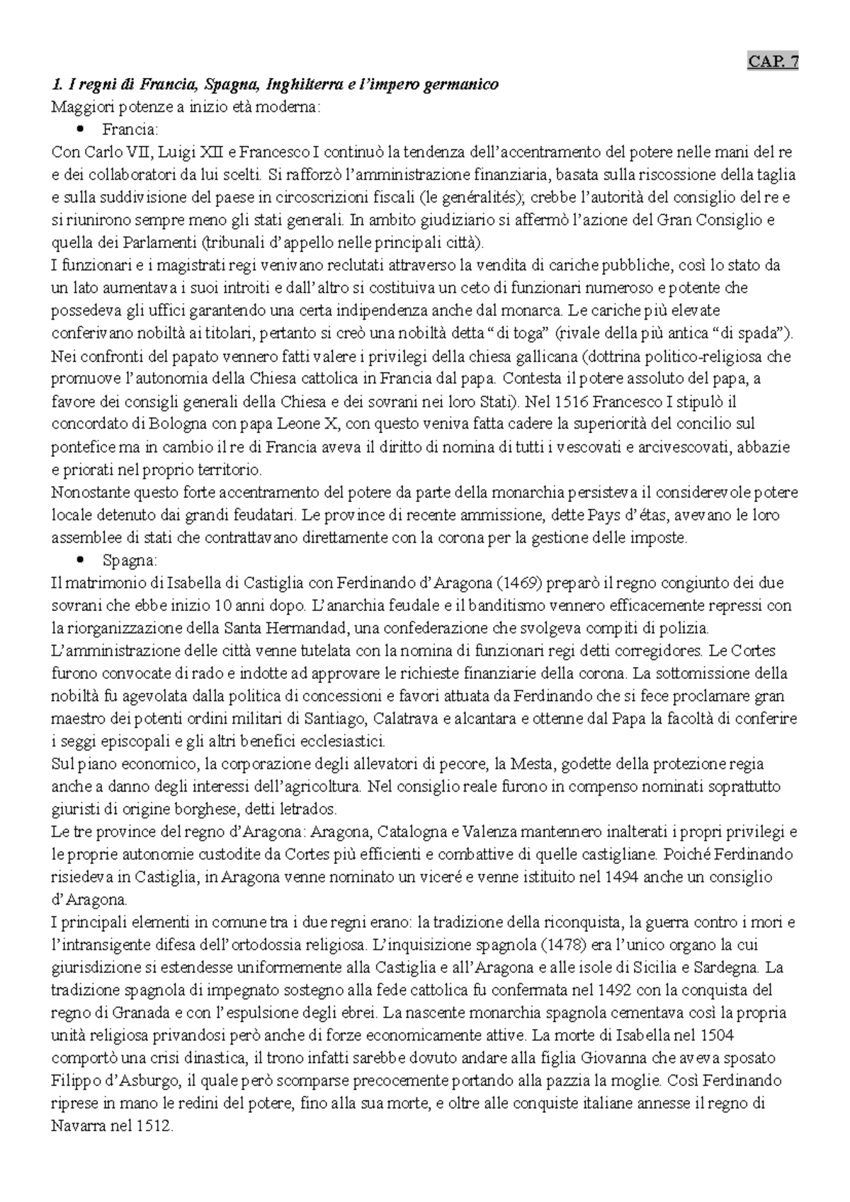 Riassunto CAP. 7-13: Le Grandi Potenze in Età Moderna (STORIA MODERNA ...