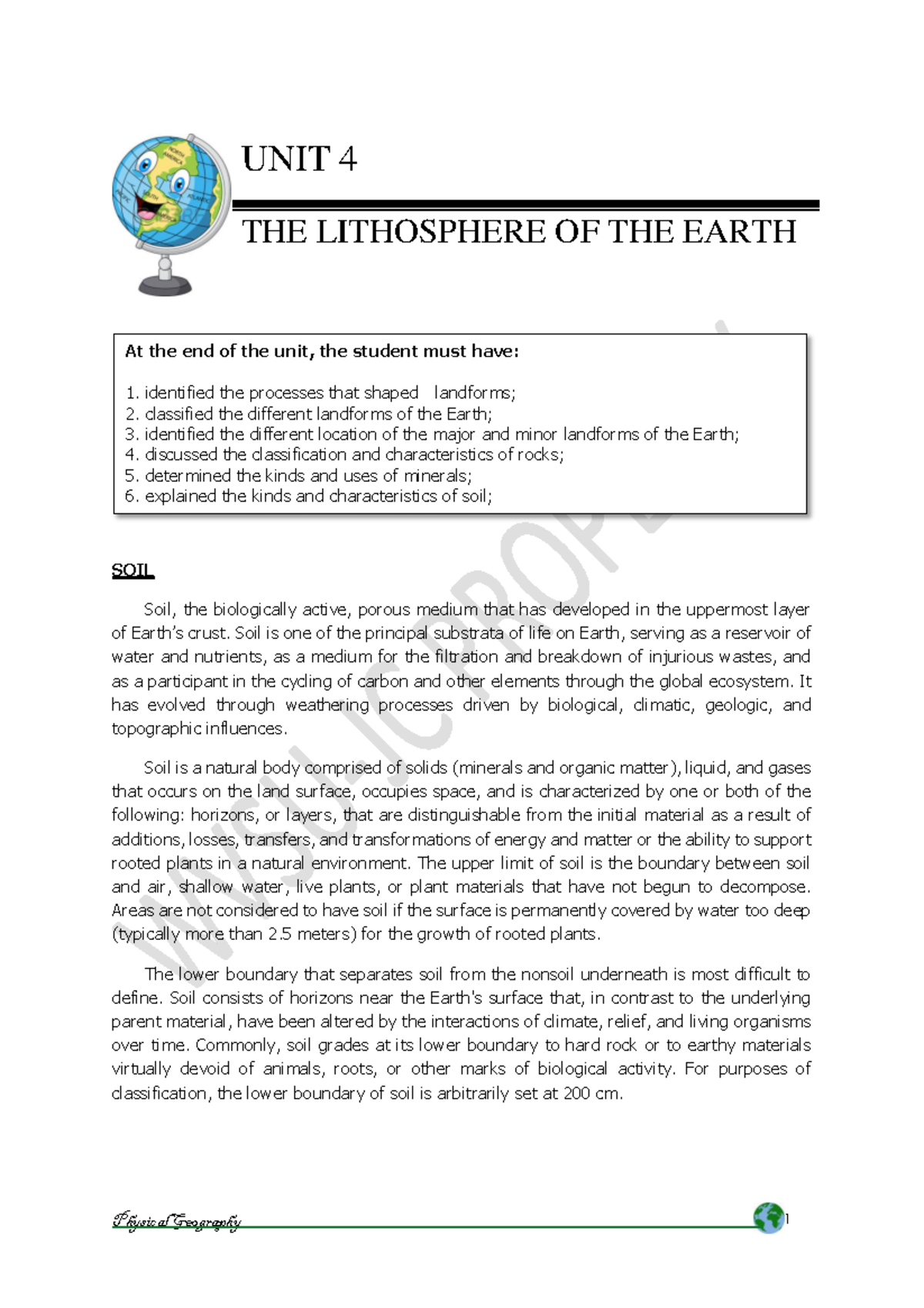 Physical Geography 4: The Lithosphere and Soil Formation - Studocu
