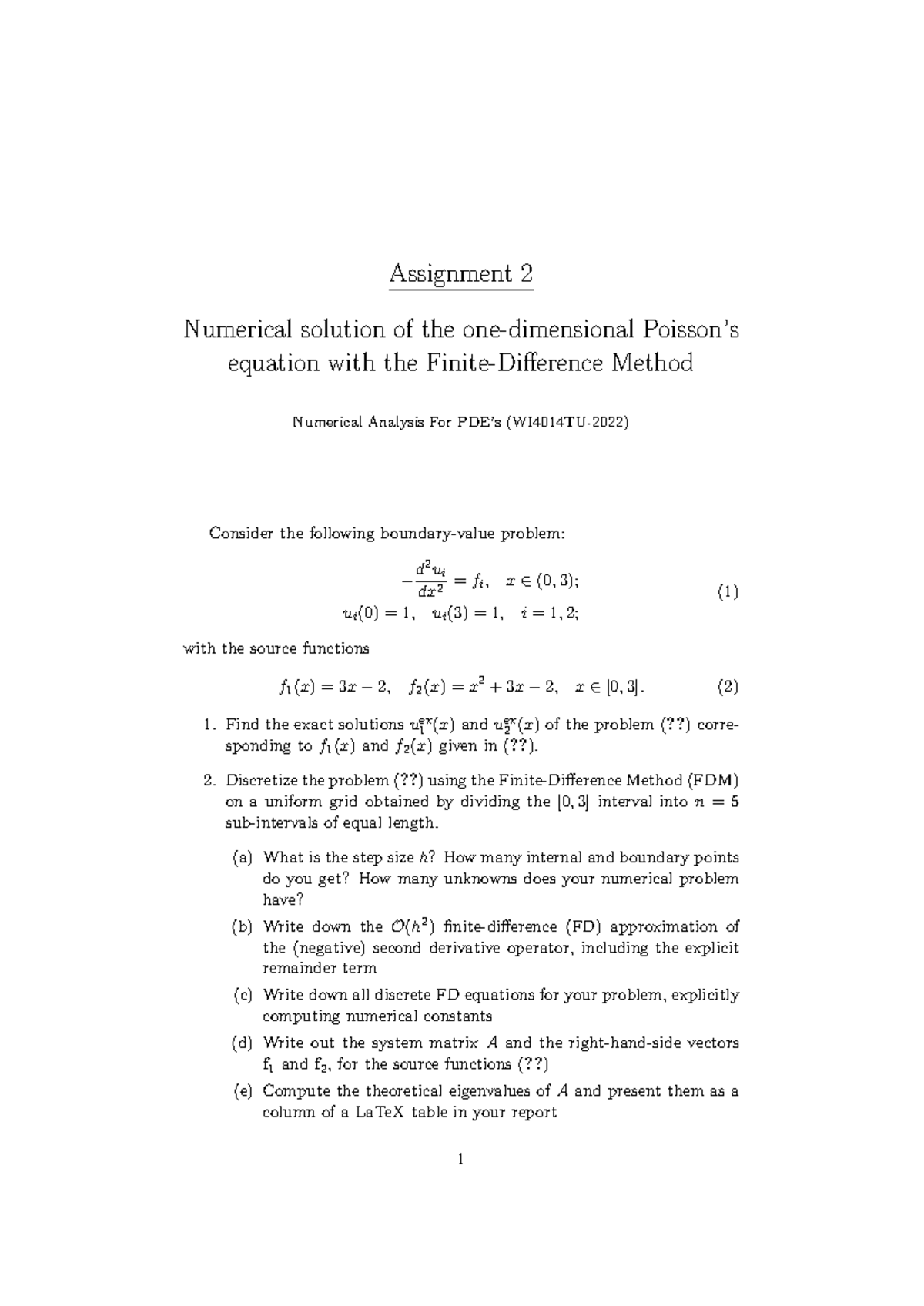 Assignment 2 2022 Problem Statement Assignment 2 Numerical Solution 8457