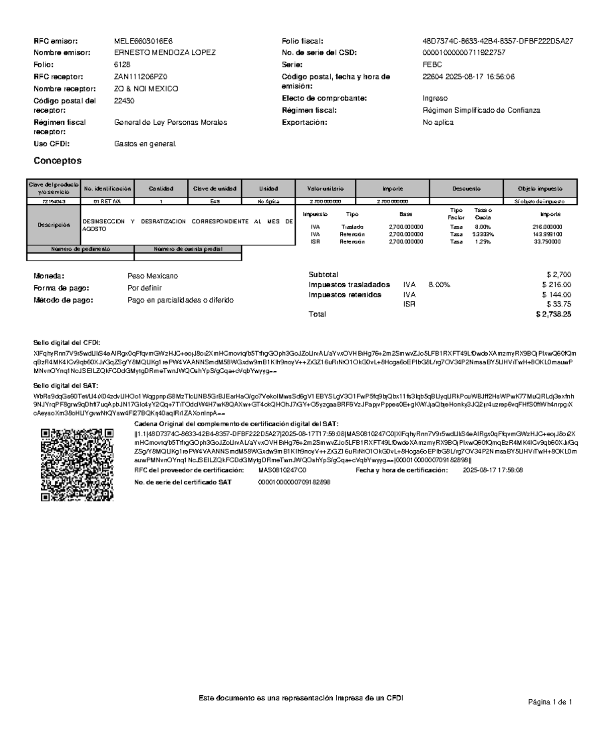 RFC y CFDI: Comprobante Fiscal Digital por Internet - MELE6603016E6 ...