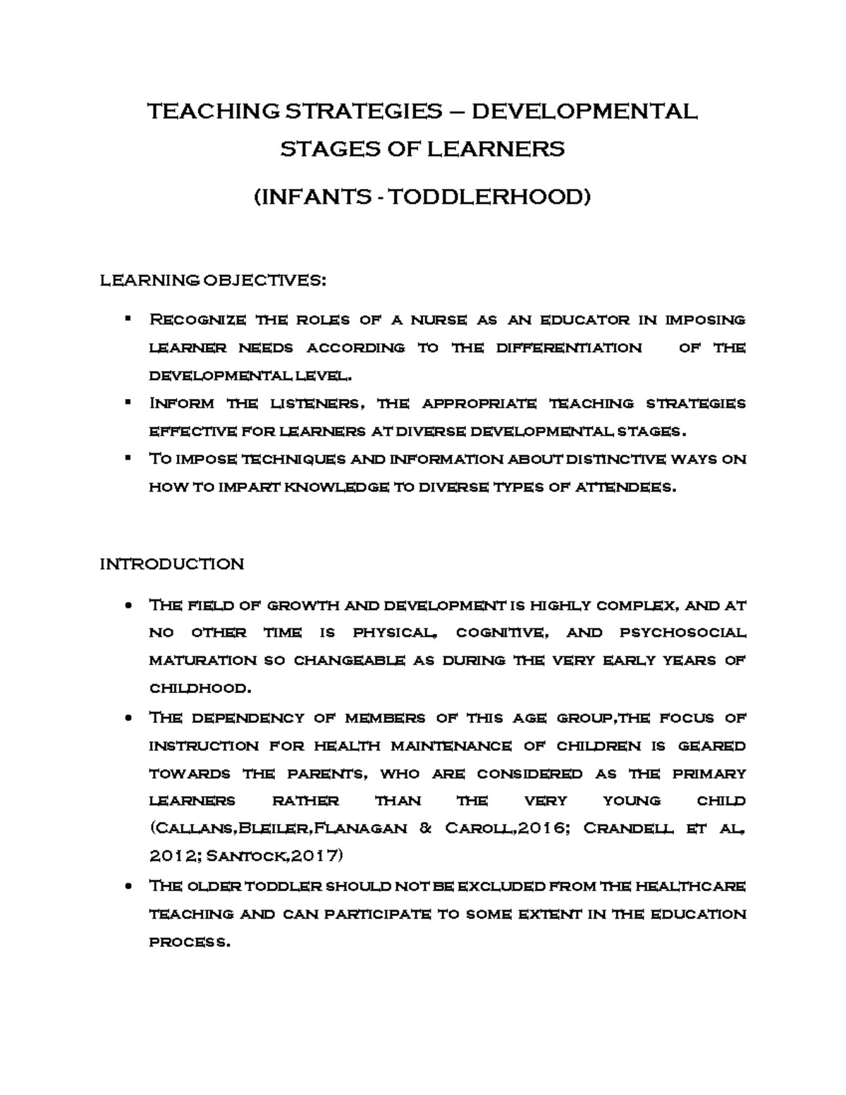 Teaching Strategies for Infants and Toddlers: A Developmental Approach ...