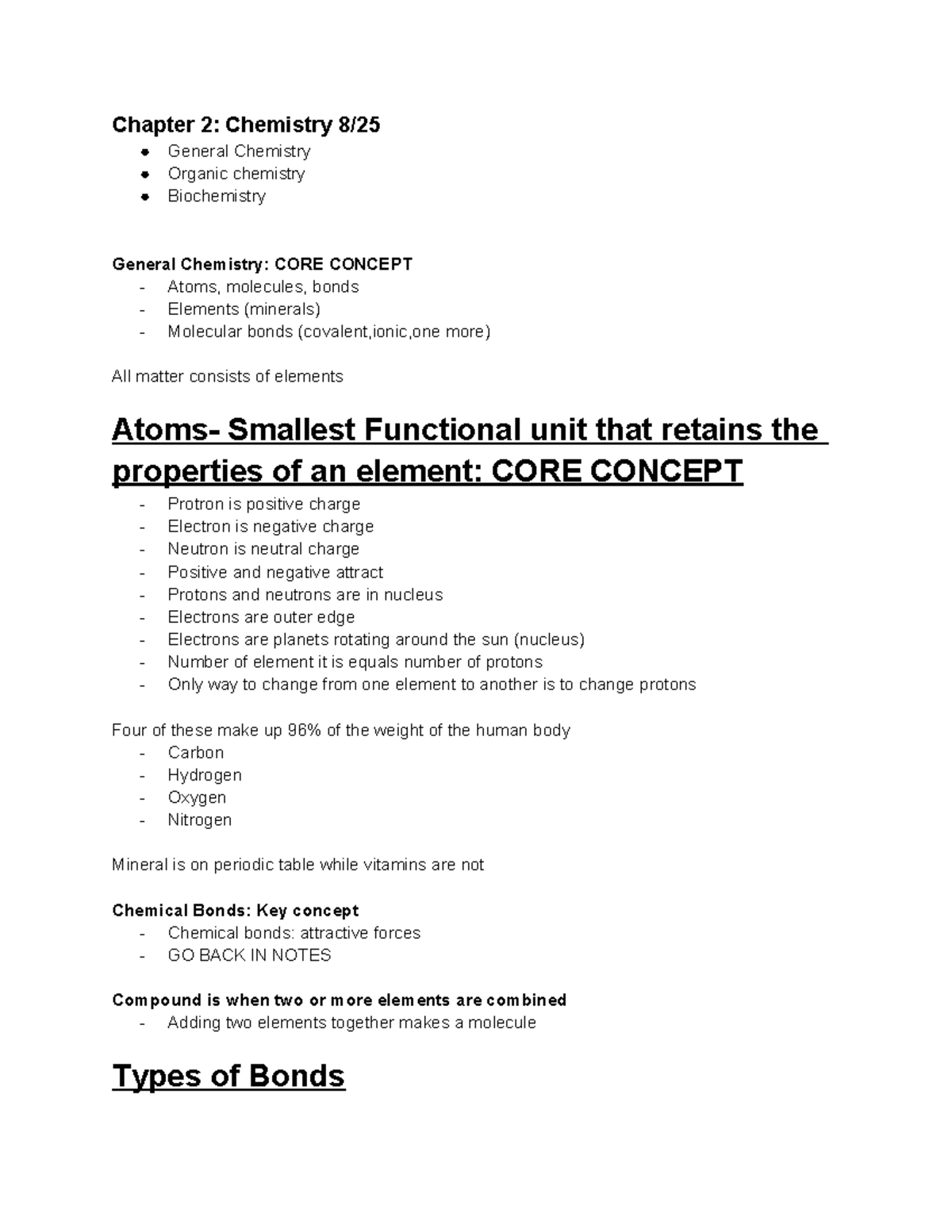 General Chemistry (CHEM101) Chapter 2: Elements and Bonds Overview ...