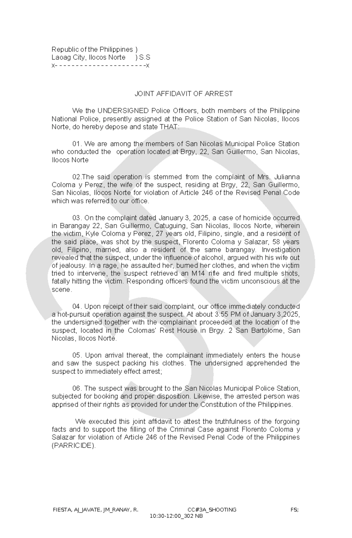 Revised incident record form for Philippine National Police documentation - Studocu