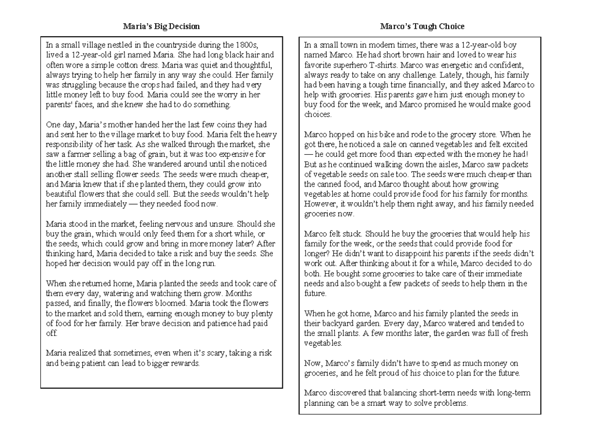 Reading Comprehension - In a small village nestled in the countryside ...