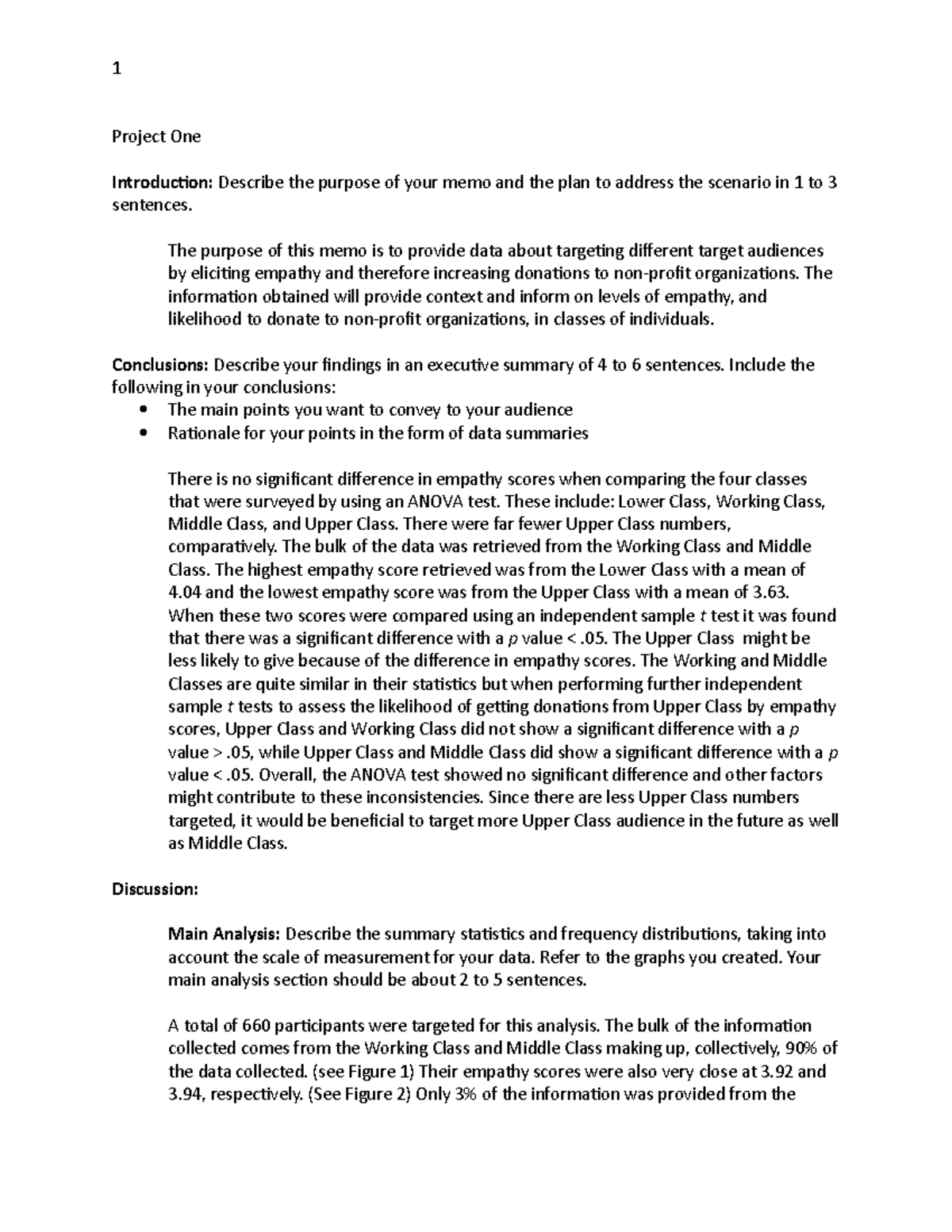 PSY260 Project One-2 - Project One Introduction: Describe the purpose ...