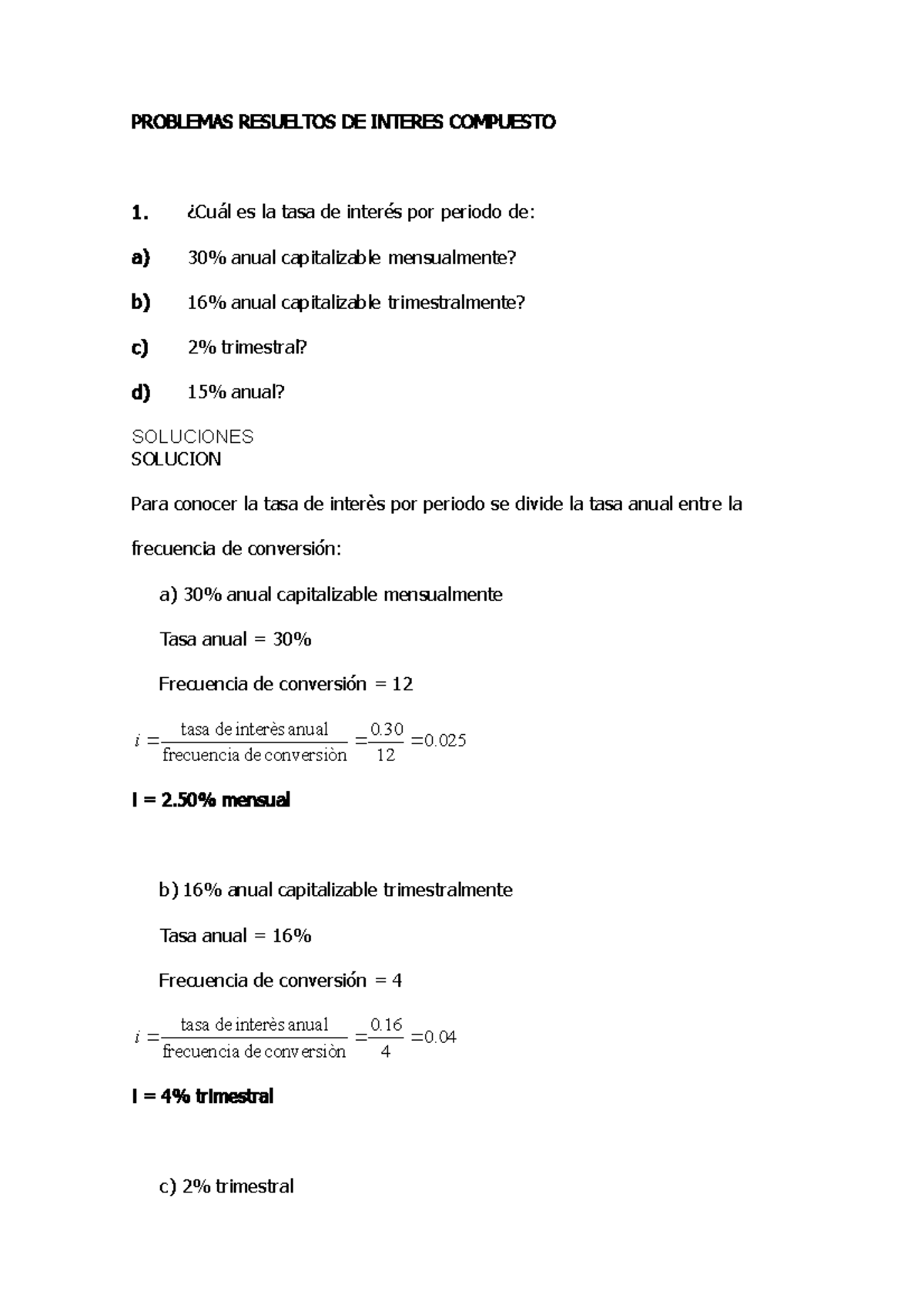 Problemas Resueltos de Interés Compuesto - Matemáticas Financieras ...