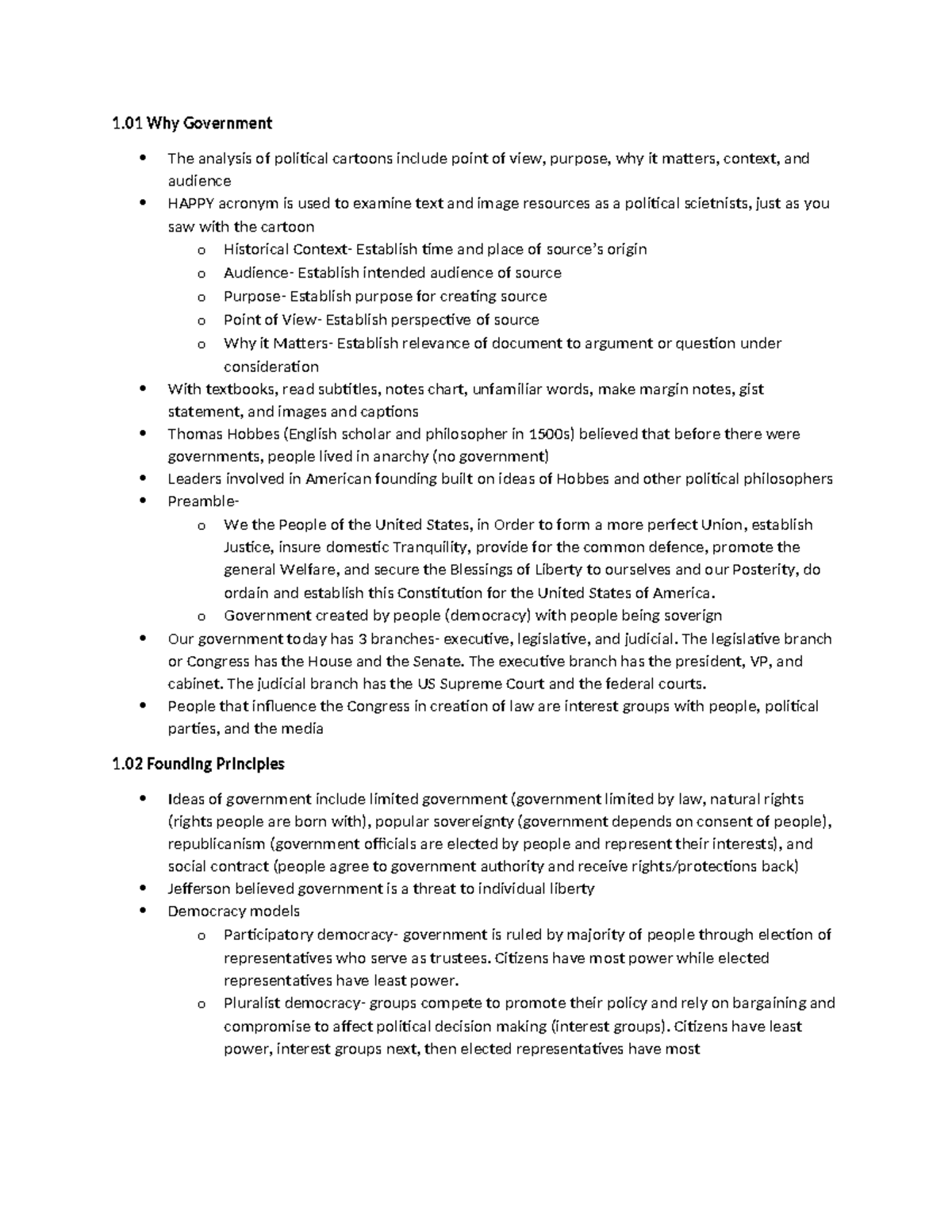 AP US Gov Notes: Foundations of Government and Key Concepts - Studocu