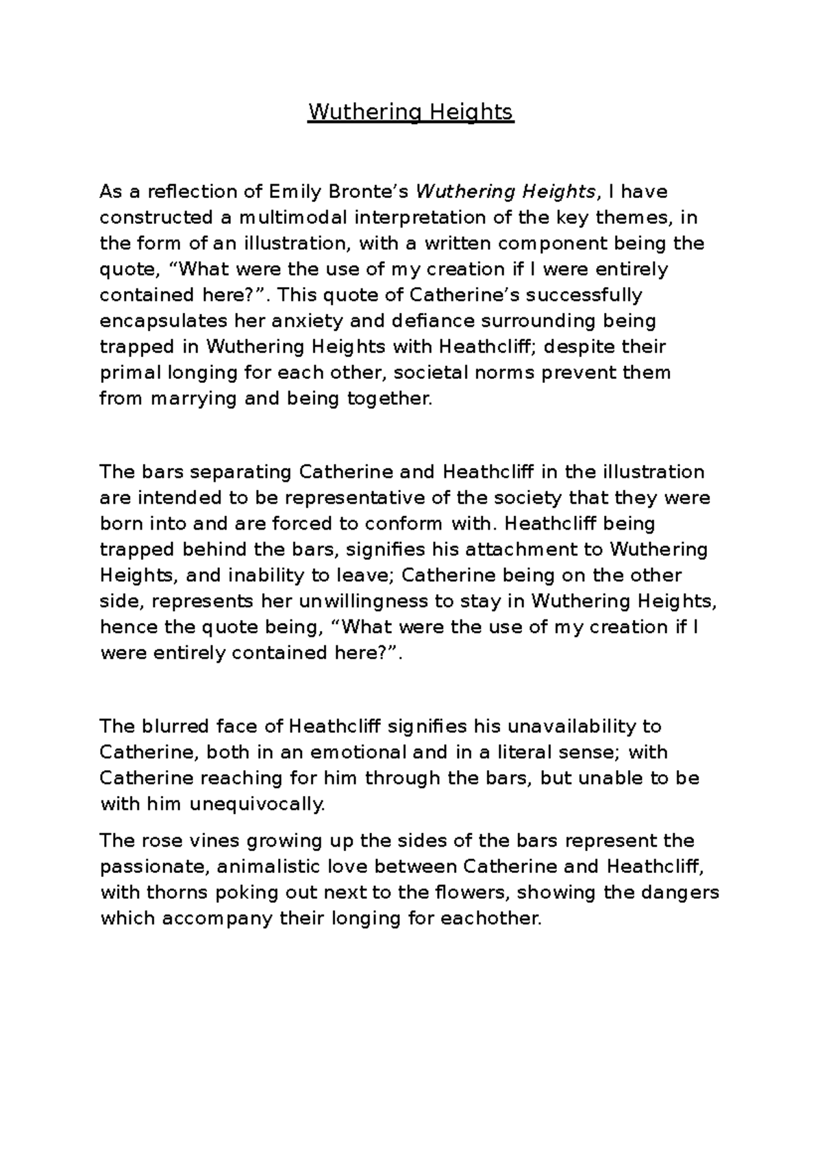 Wuthering Heights - Multimodal Essay on Key Themes - Studocu