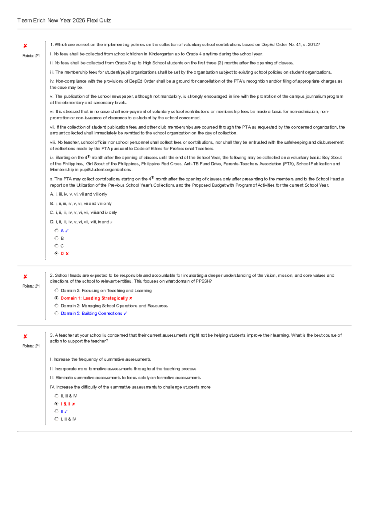 Team Erich New Year 2026 Flexi Quiz 1: Implementing DepEd Policies ...
