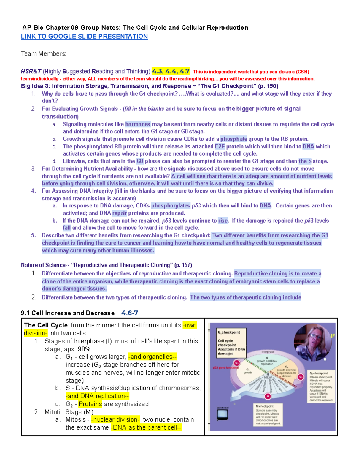 AP Biology Ch 9 - AP Bio Chapter 09 Group Notes: The Cell Cycle and ...