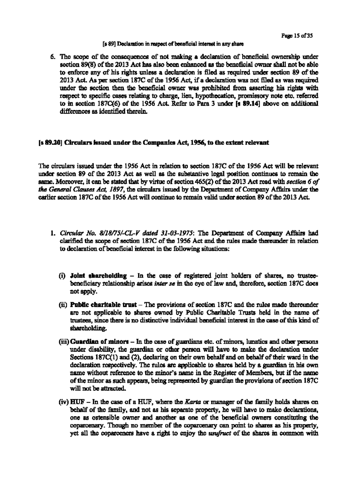 S.89 Declaration of Beneficial Interest in Shares: Key Insights - Studocu