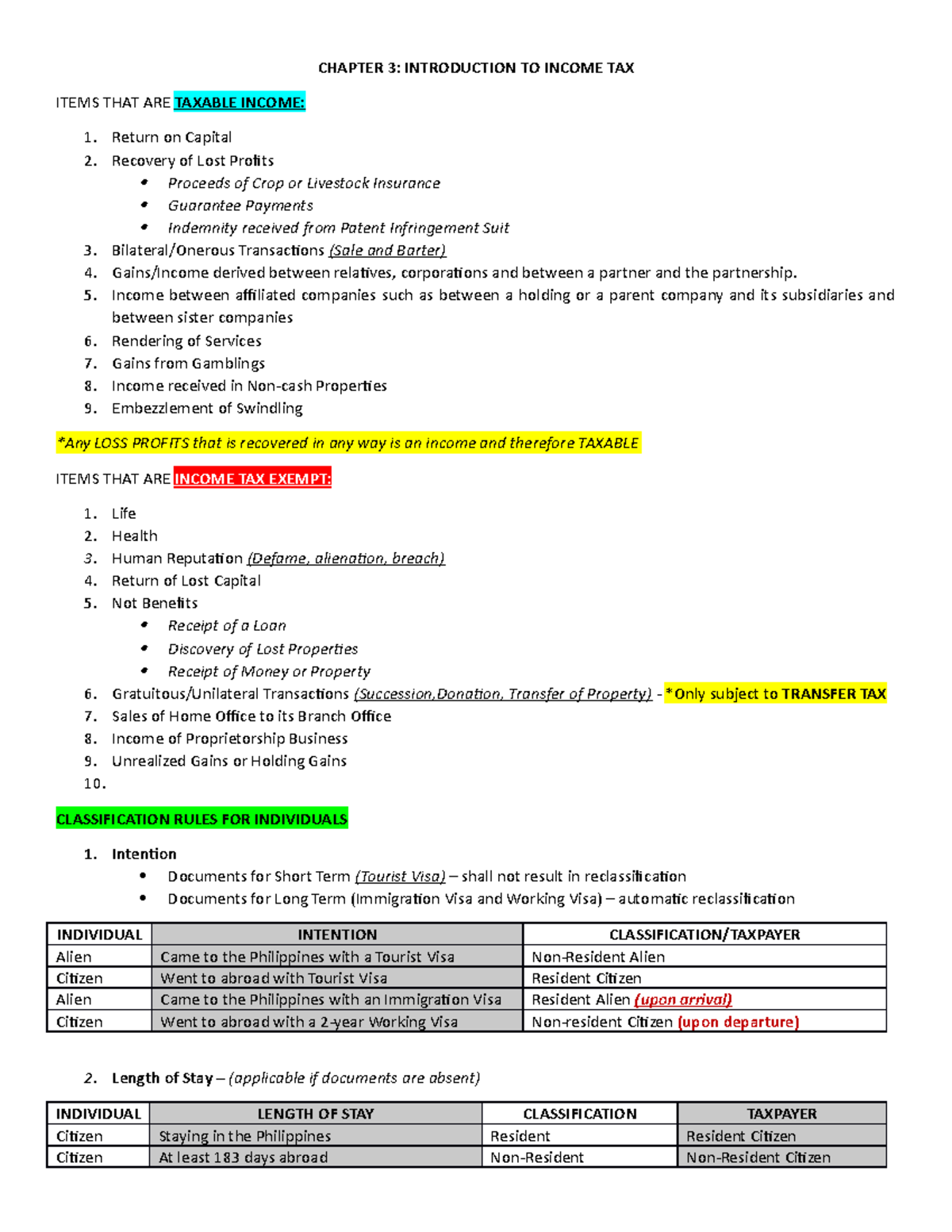 Chapter 3 Notes: Income Taxation Overview (Taxation 101) - Studocu