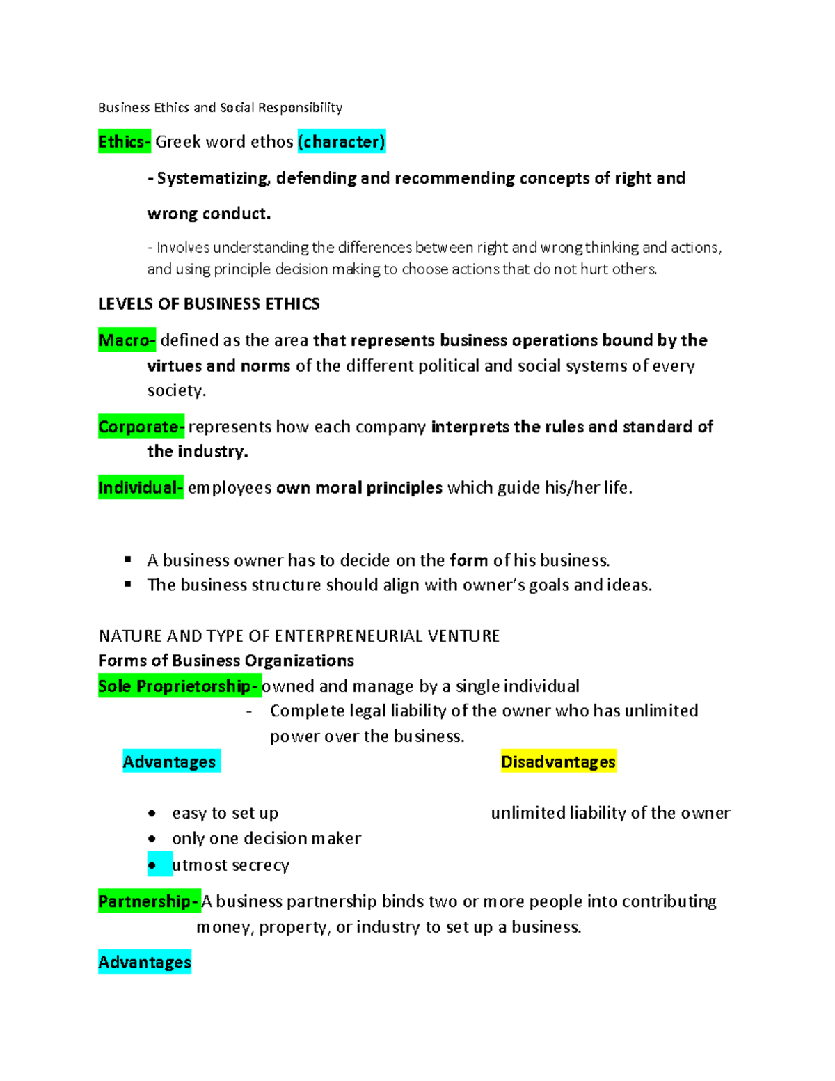 Business Ethics Overview: Lessons 1-6 Summary - Studocu