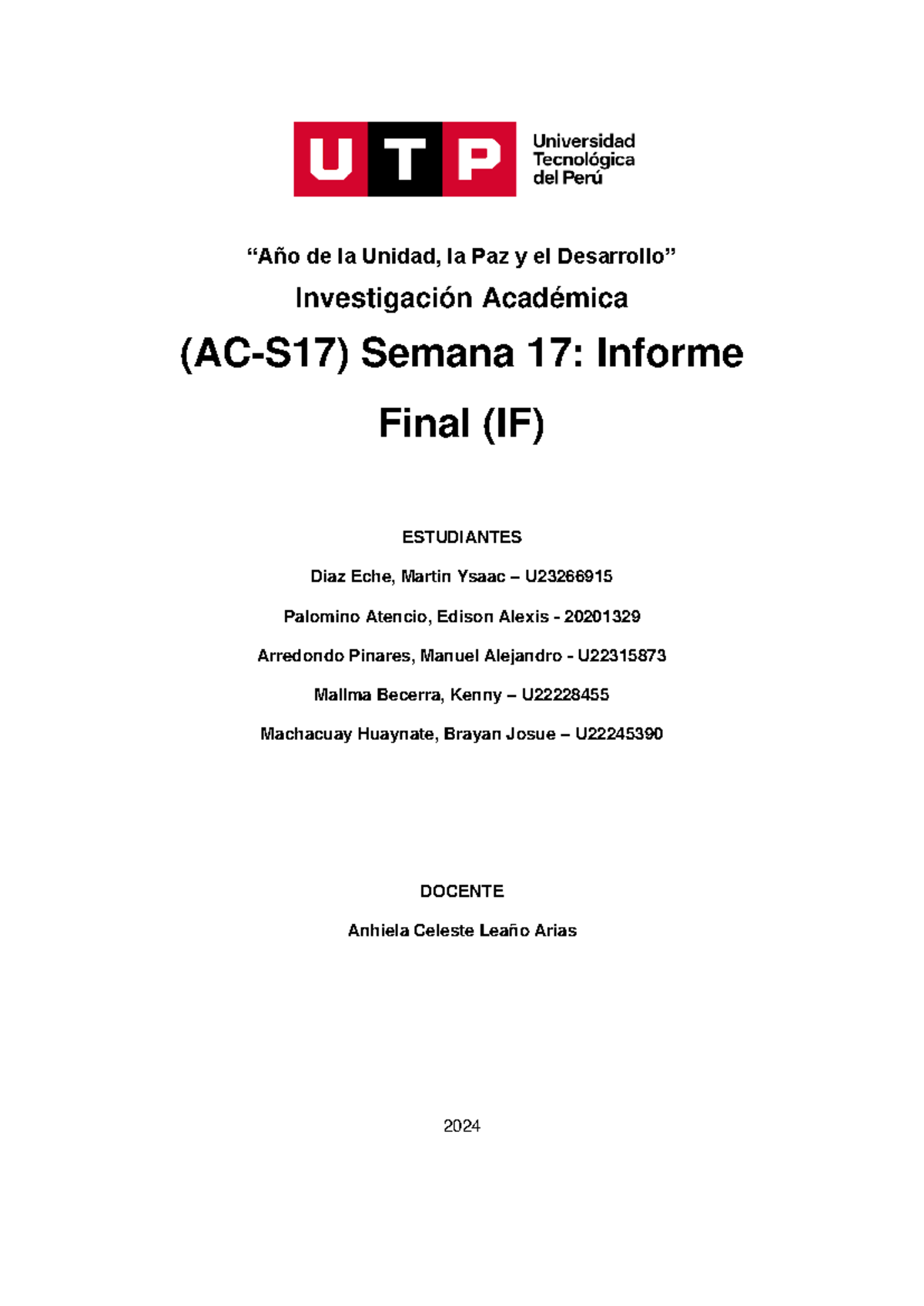 (AC-S17) Informe Final COVID-19: Impacto en Perú y lecciones aprendidas - Studocu