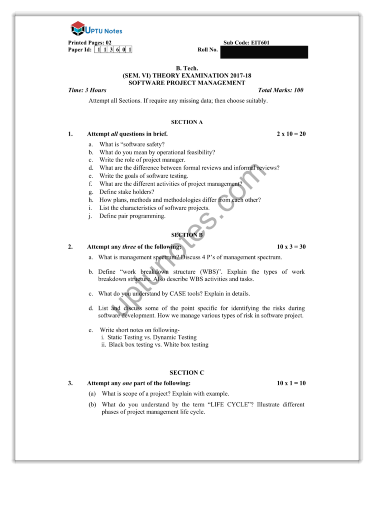 EIT601 Final Exam Notes on Software Project Management - Studocu