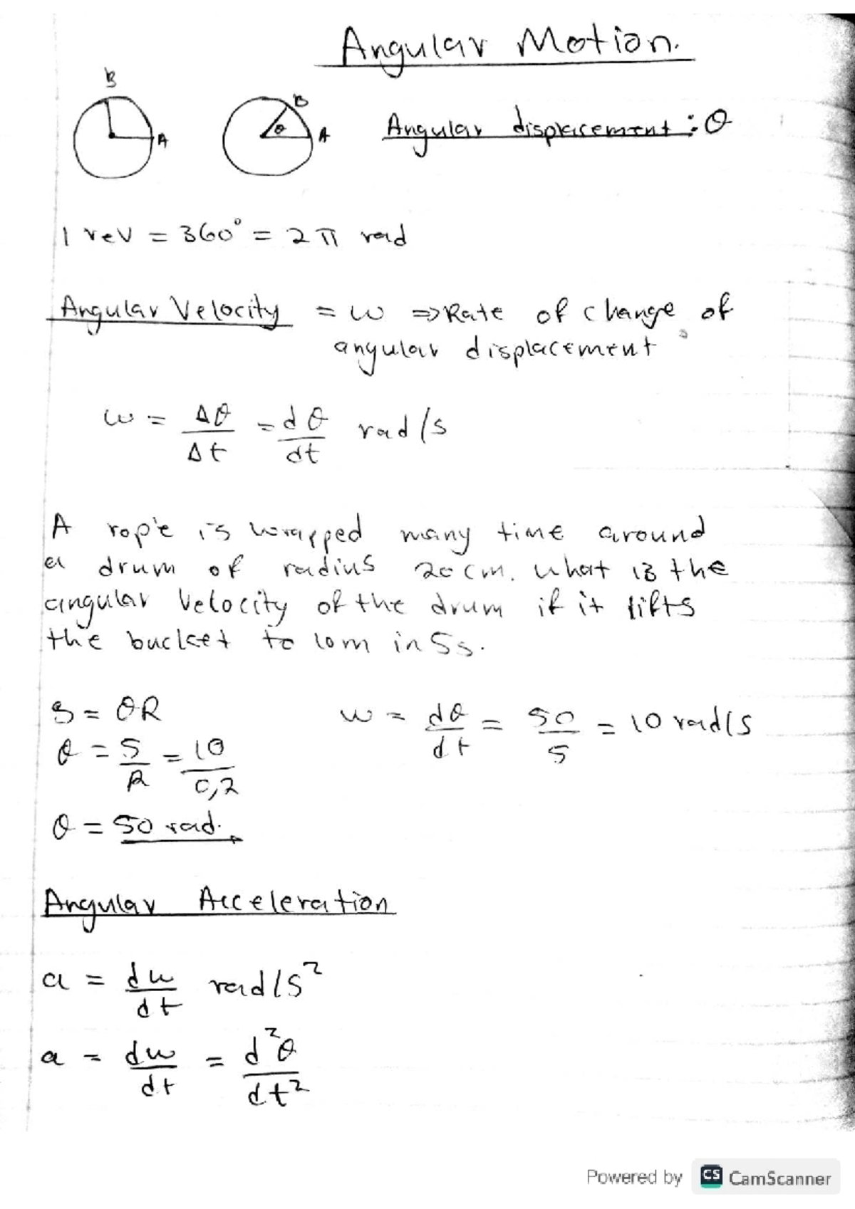 Angular Motion 142 Student Notes On Angular Velocity Acceleration