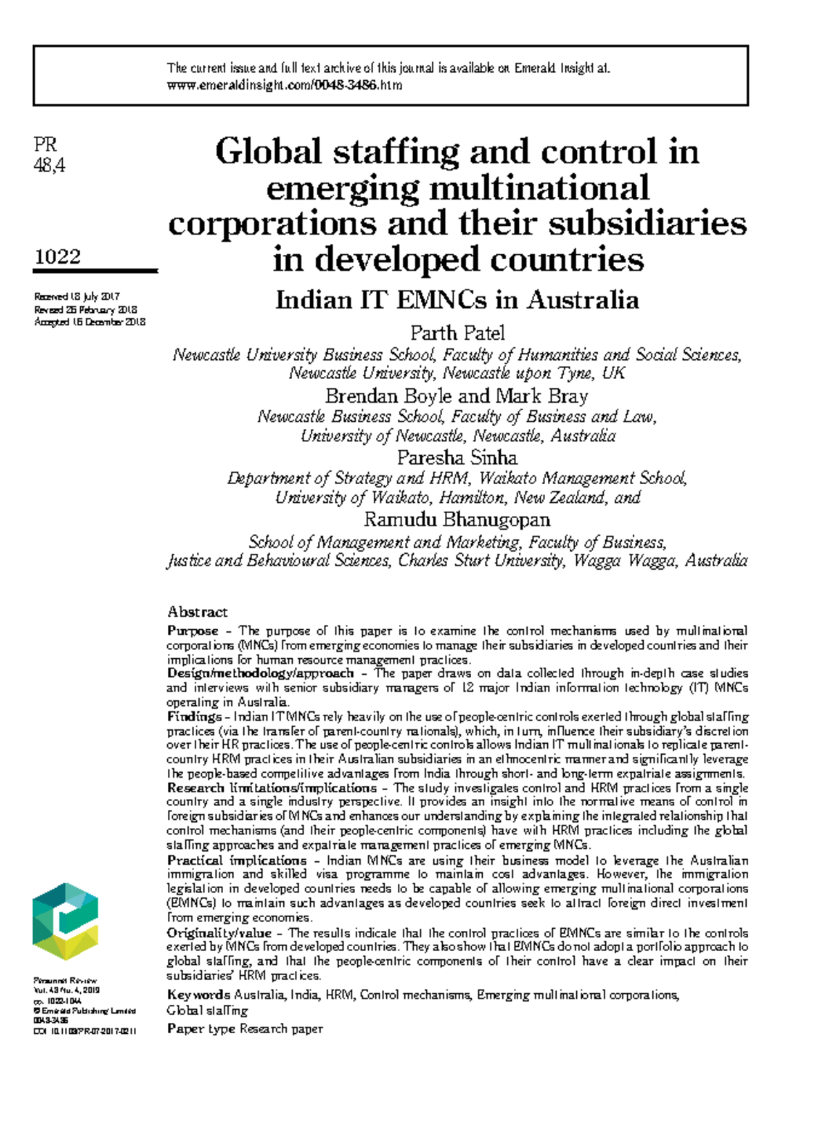 2018-10-1108 PR-07-2017-0211 - Global staffing and control in emerging ...