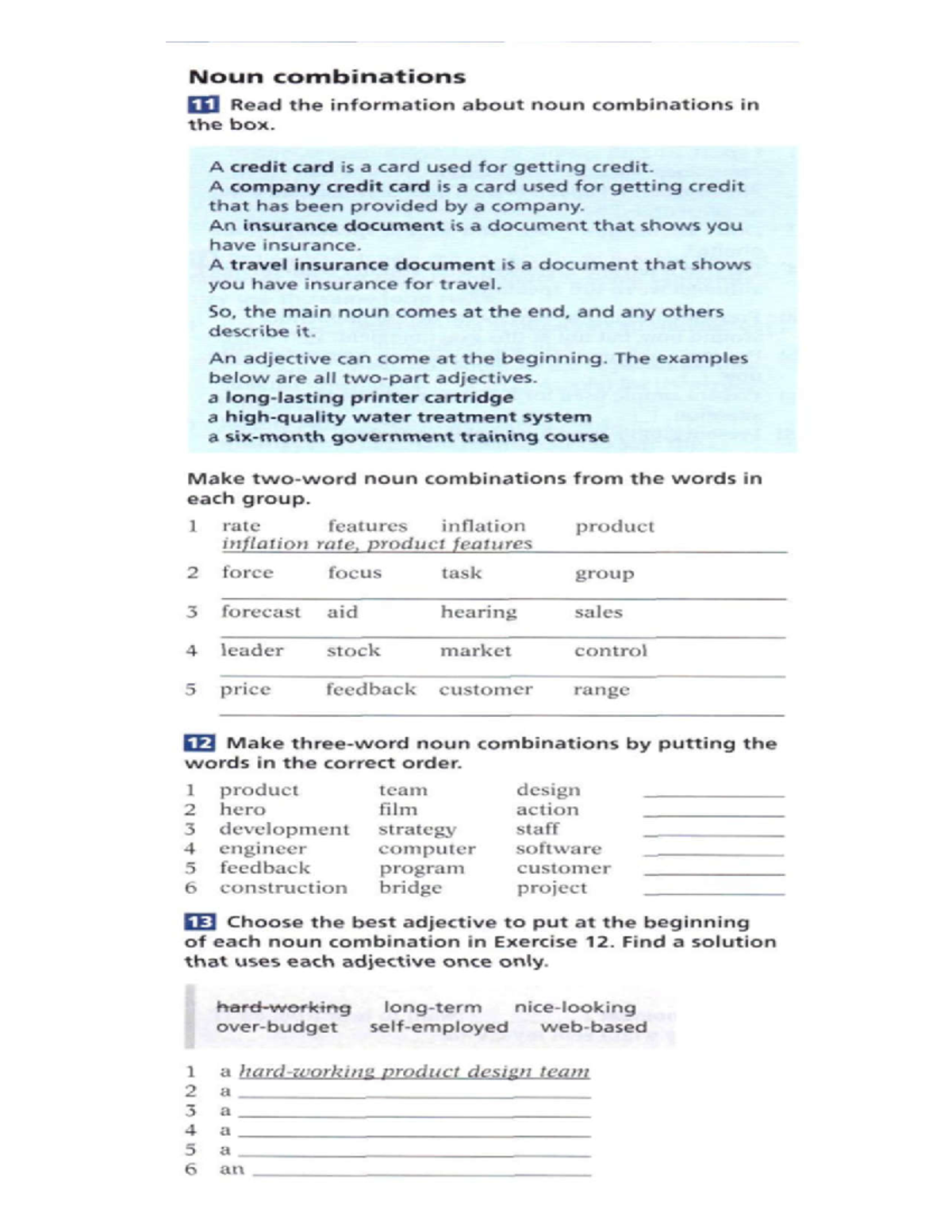 Noun Combinations and Their Structures: A Study Guide for ENG 101 - Studocu