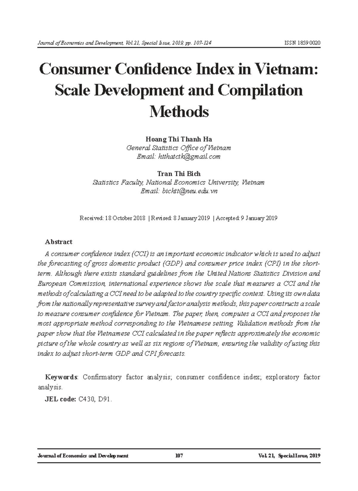 Consumer Confidence Index in Vietnam: Scale Development & Methods (ECO ...